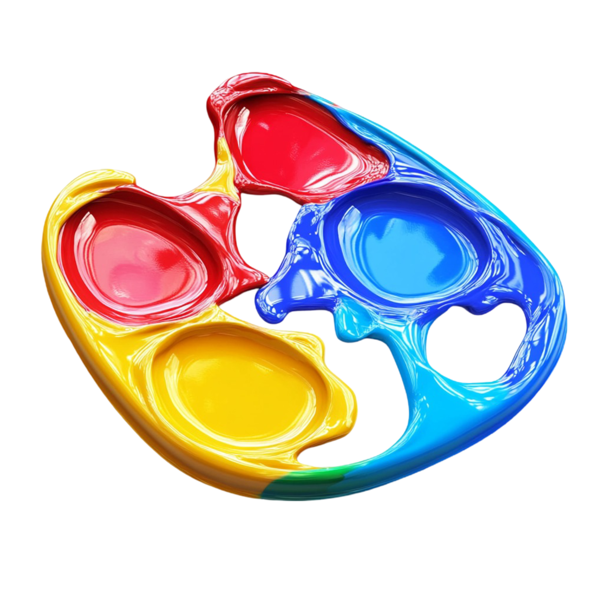 Colorful plastic palette with vibrant blobs of in different sections 57007021 PNG