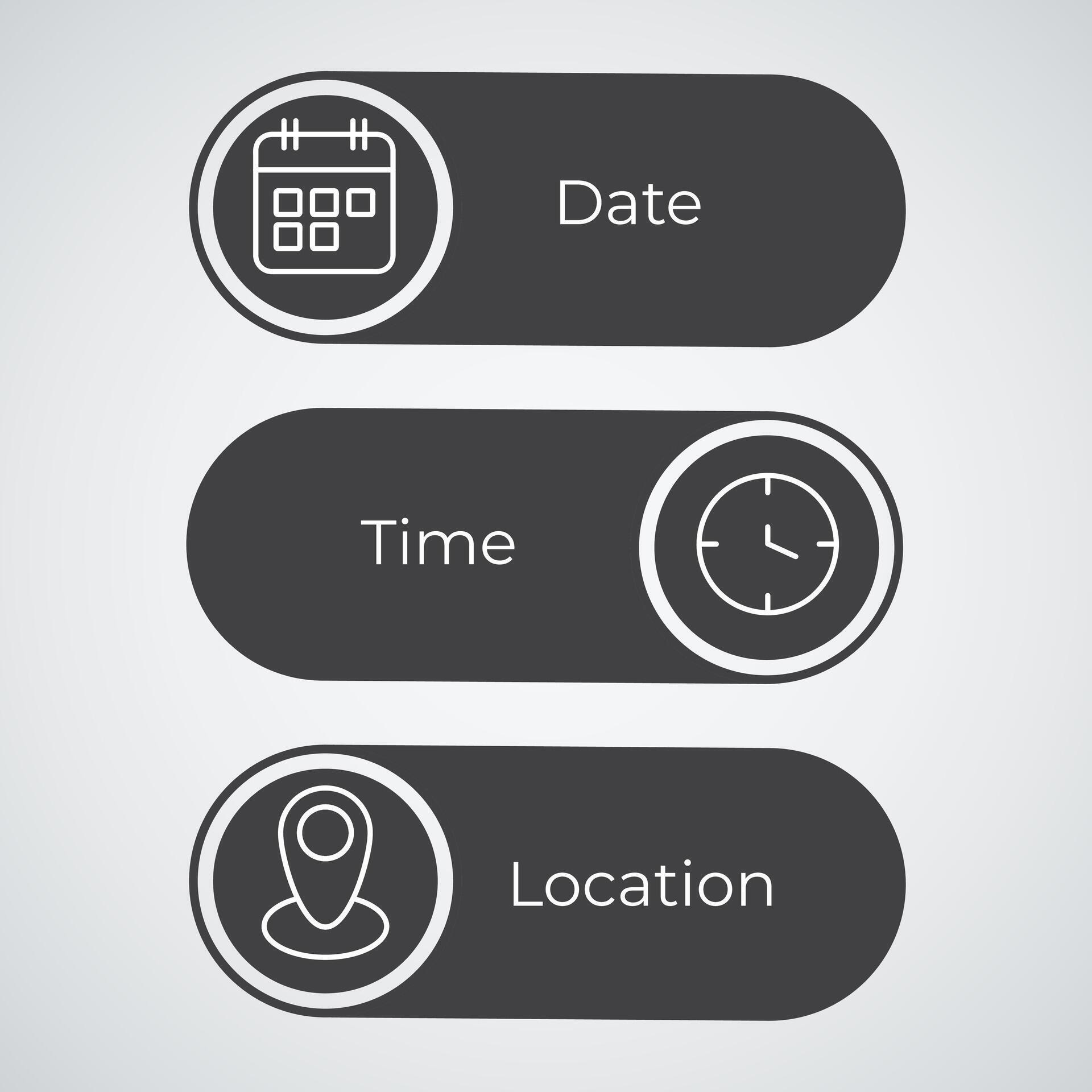 Date time location icon clock calendar location icon web icon set modern illustration 57012227 ...