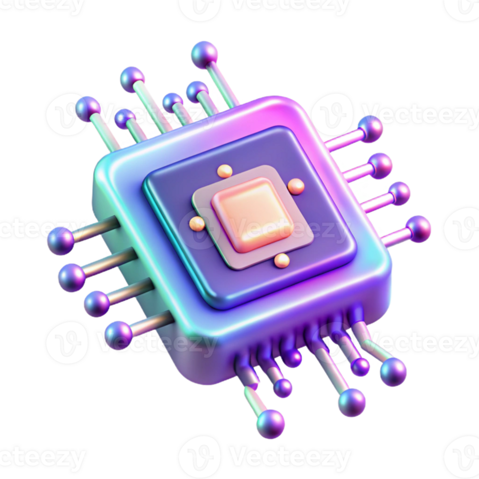 Serene Creative A Single Holographic Microchip Displaying Intricate Circuits And Binary Code