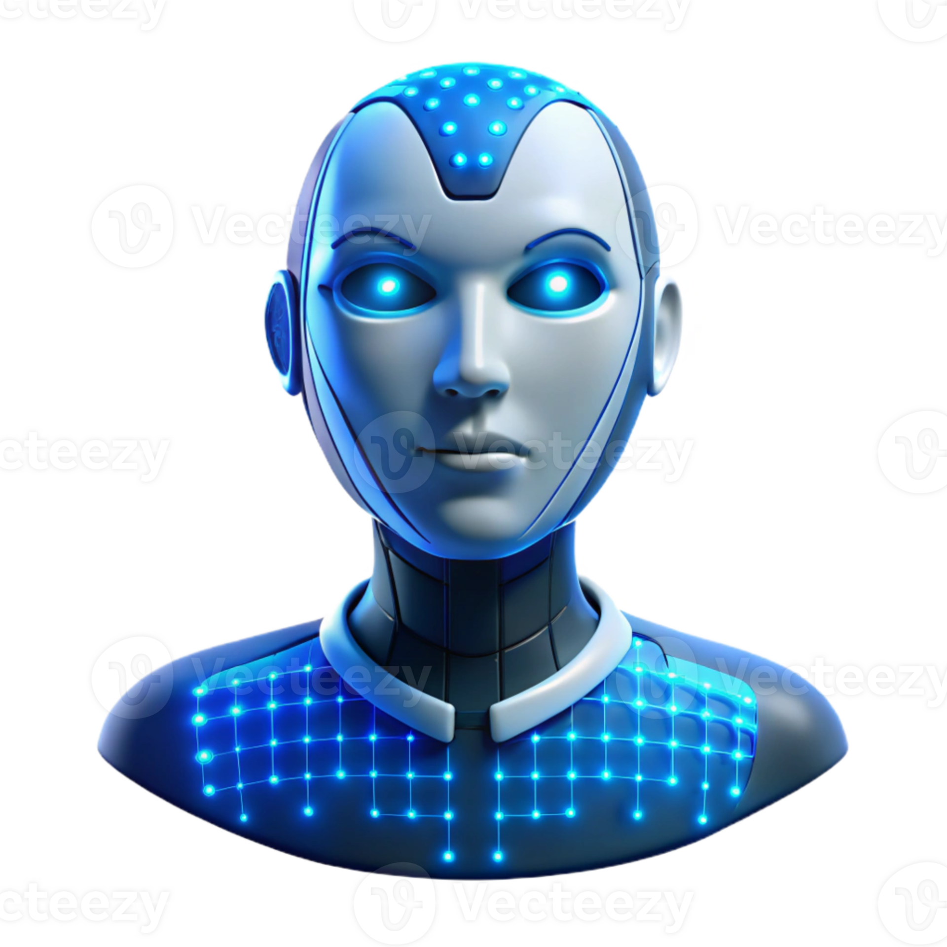 serene traditional An artificial intelligence construct, a face formed ...