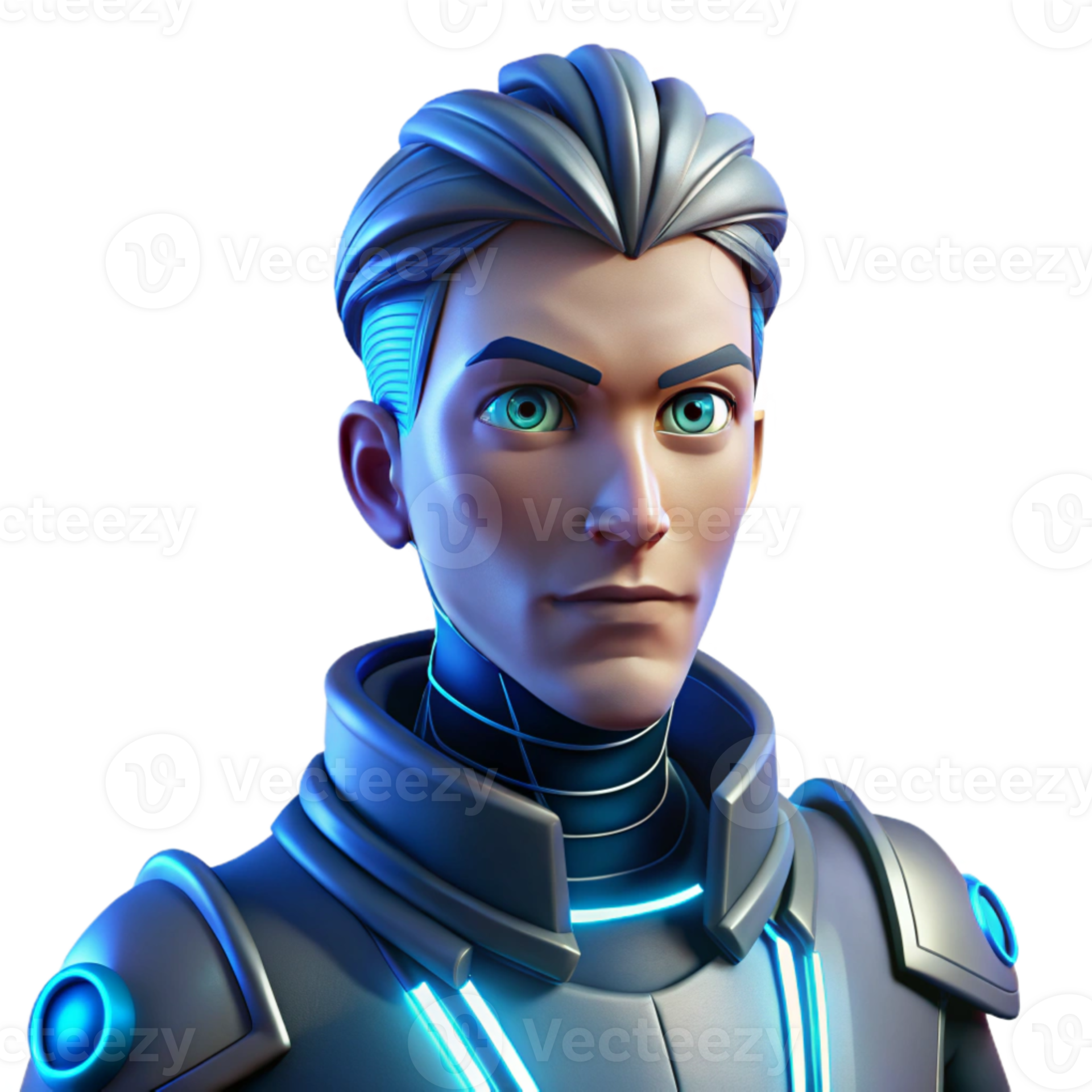 magnificent minimalist Portrait of a futuristic cyborg with glowing blue circuitry visible ...