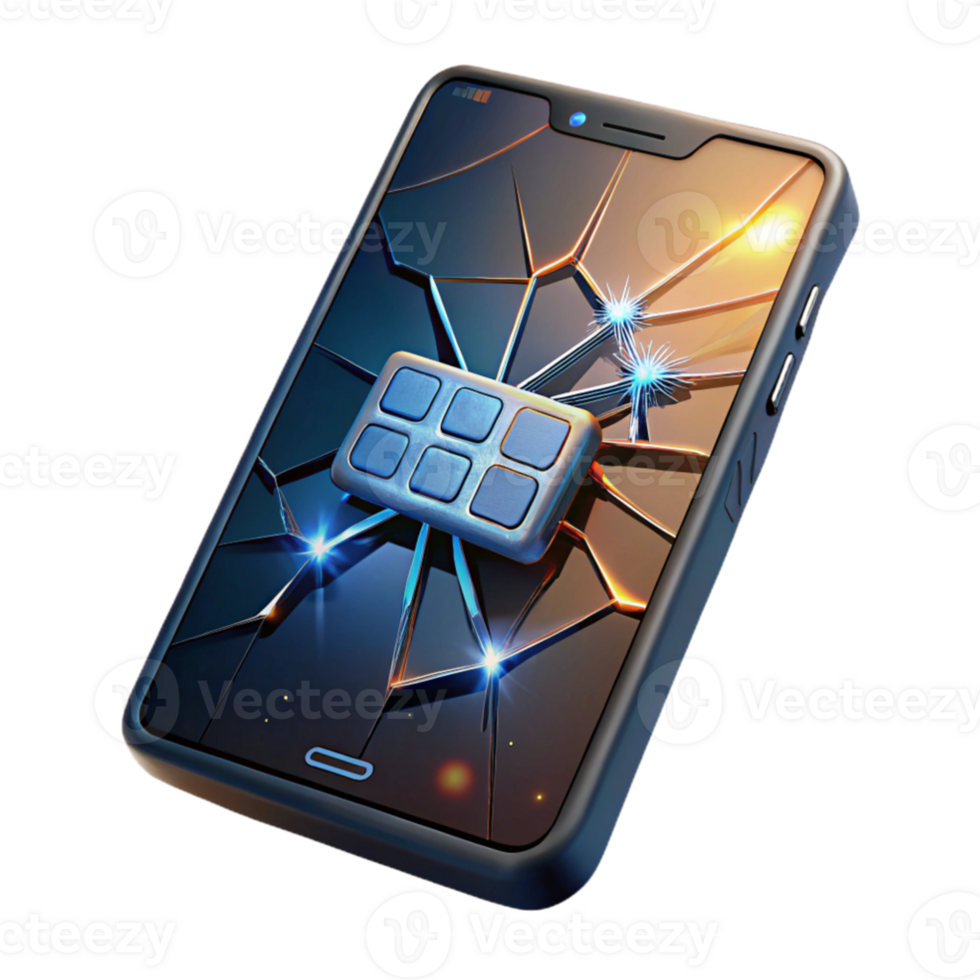 Dramatic Abstract A Cracked Smartphone Screen Displaying A Cryptic Binary Code Backlight