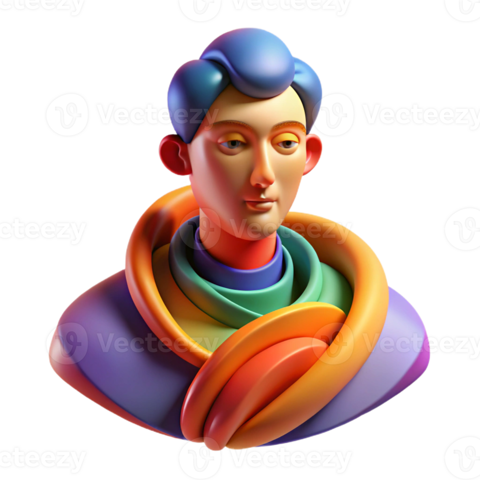 Impressive Modern Portrait Of An Abstract Figure Composed Of Swirling Colors And Geometric