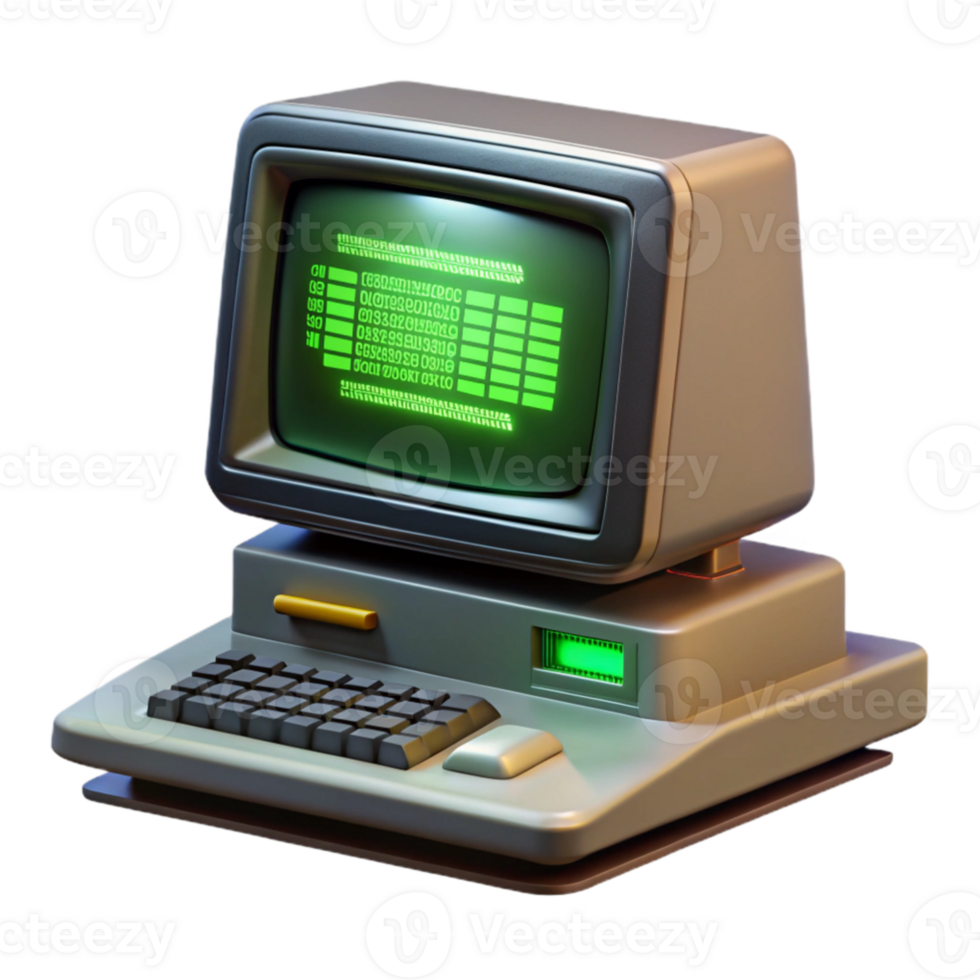 elegant contemporary A vintage computer terminal displaying cryptic ...