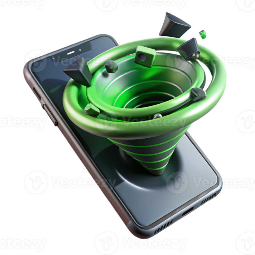 magnificent modern A cracked smartphone screen displaying a swirling ...