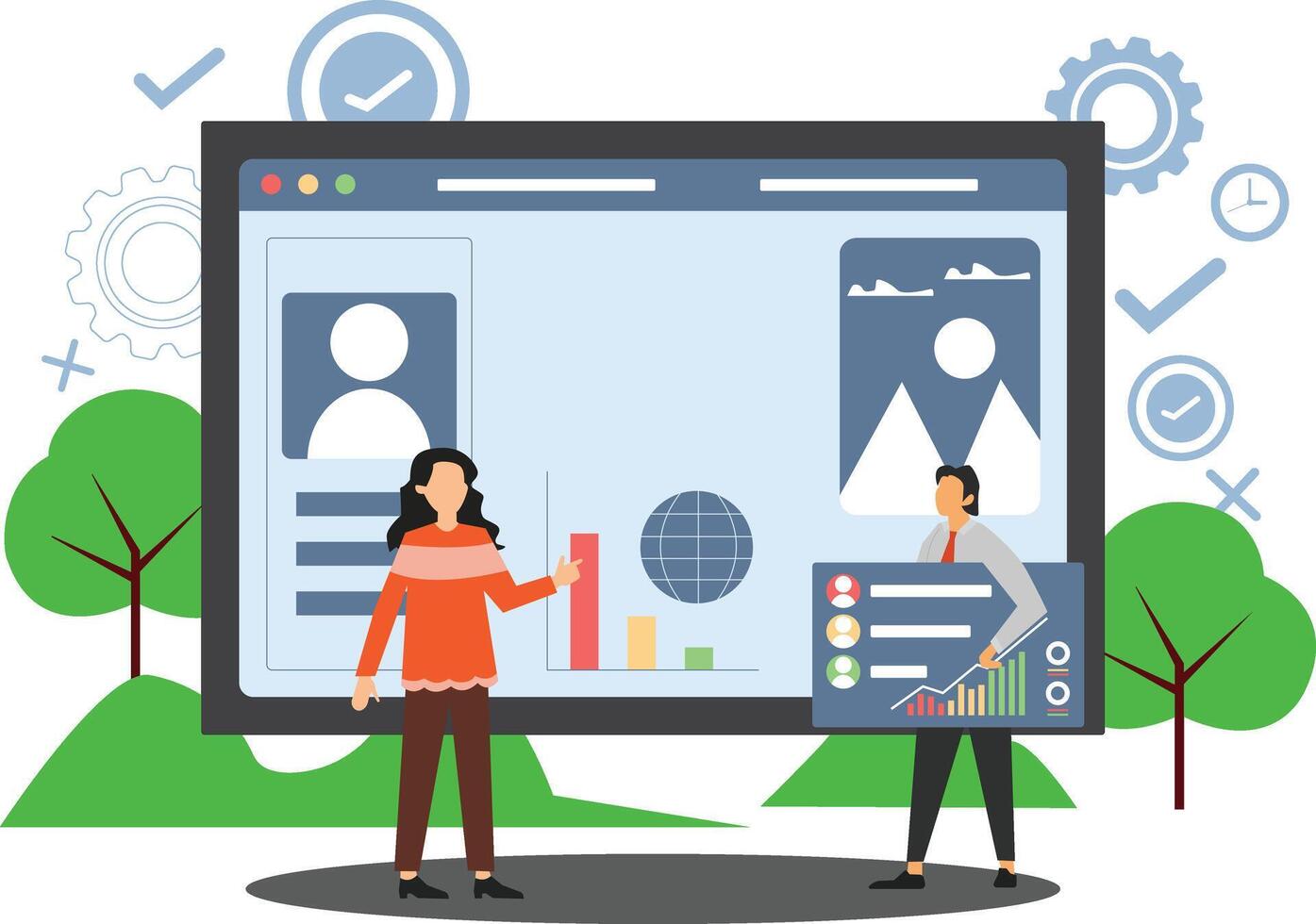 Web Development Team Flat Concept Illustration Website Developer ...