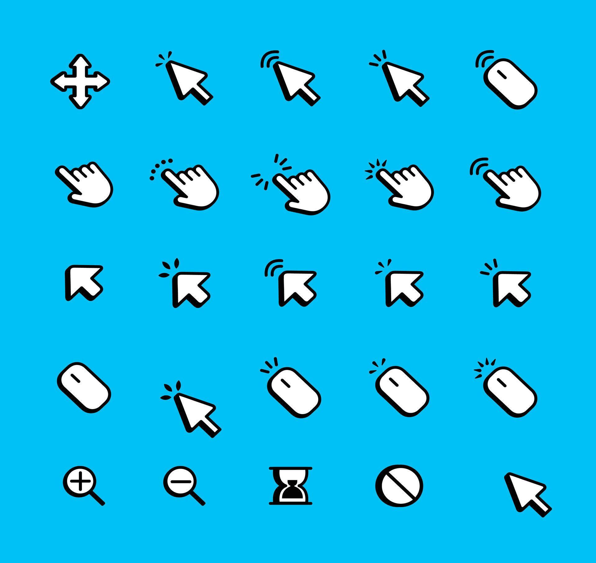 The New Computer Mouse Click Cursor Gray Arrow Icons Set And Loading Icons Cursor Icon