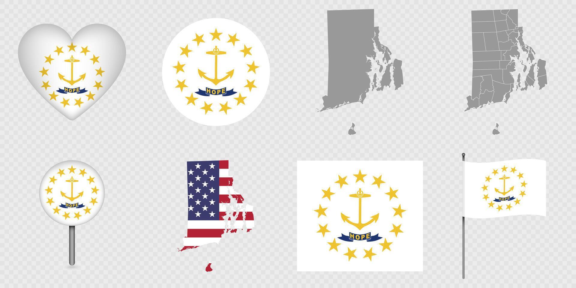 Rhode Island State Flags and Maps Icon Pack. 57063518 Vector Art at ...