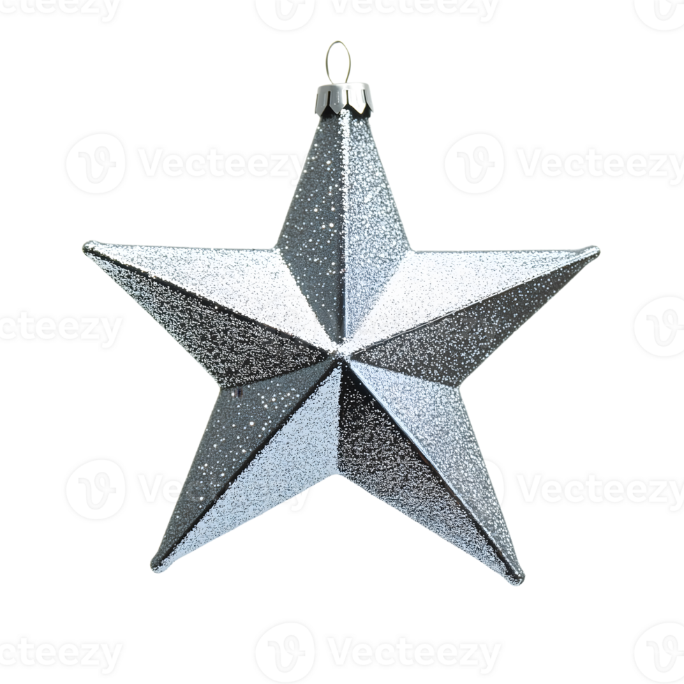Silver glitter star ornament isolated on transparent background. 57067557 PNG