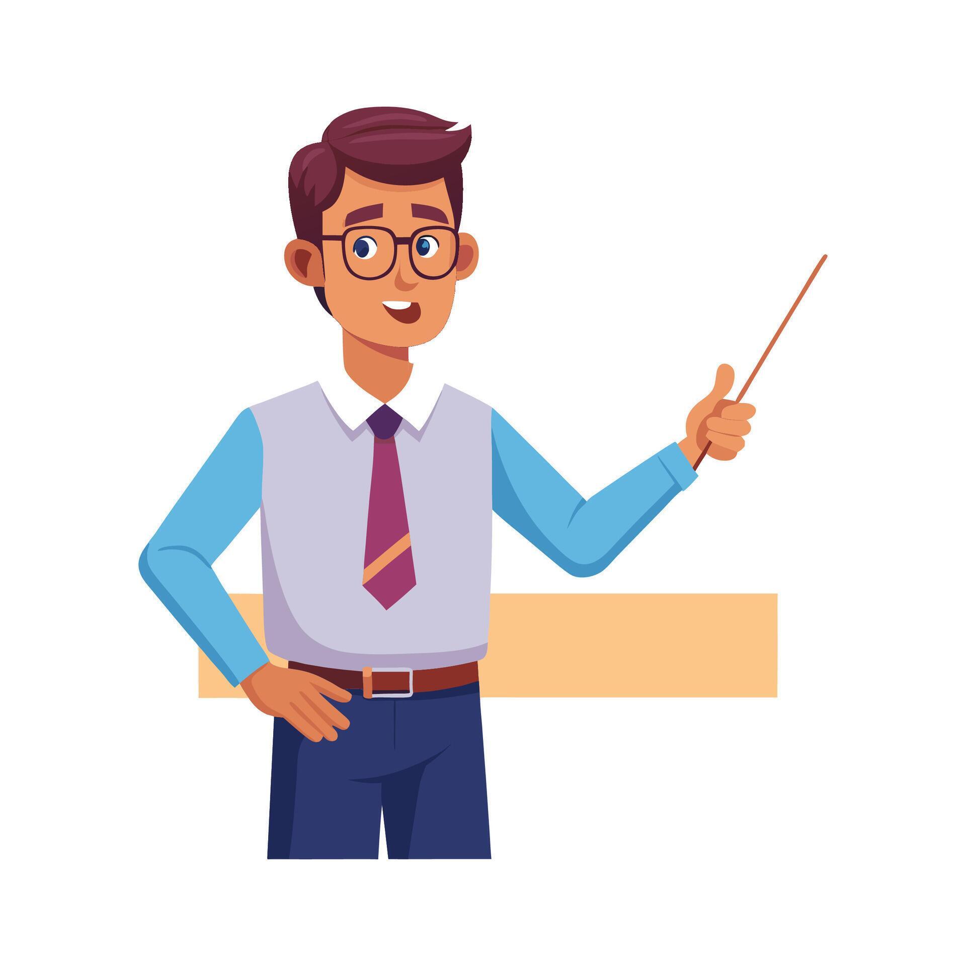 Dynamic Educator Showcasing Pointer Stick in Class 57080698 Vector Art ...