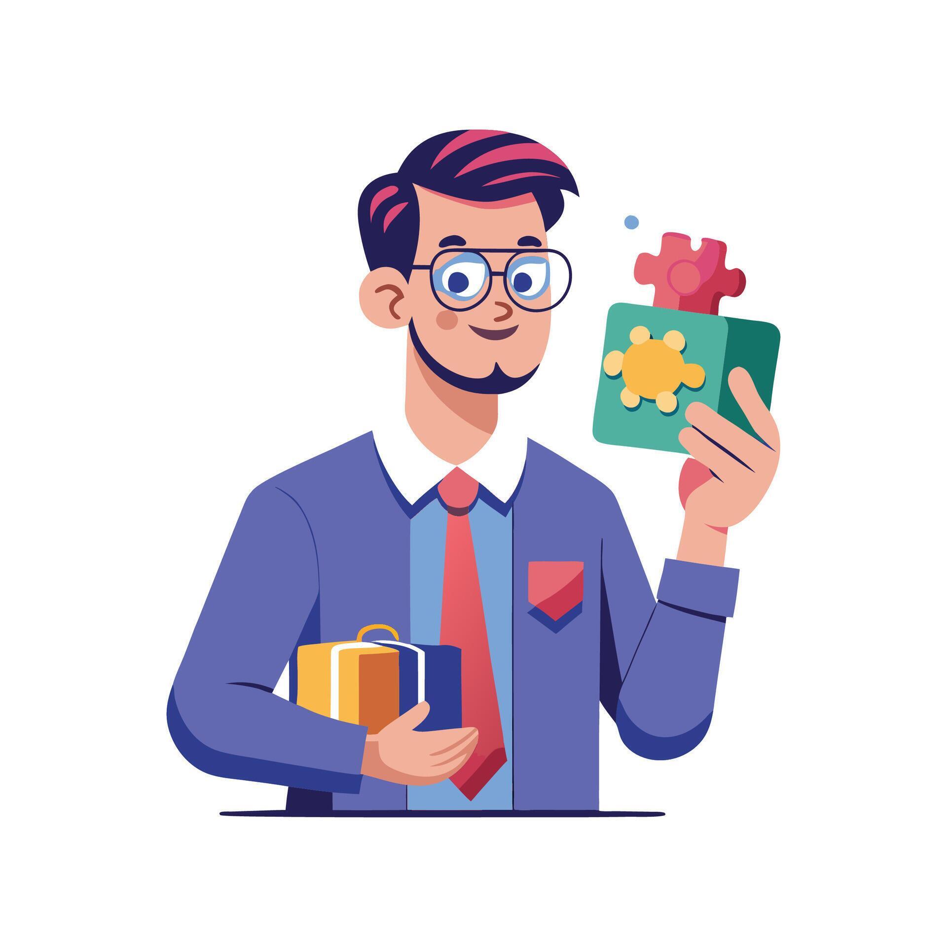 Creative Educator Using Puzzle Box for Problem Solving 57080710 Vector Art at Vecteezy