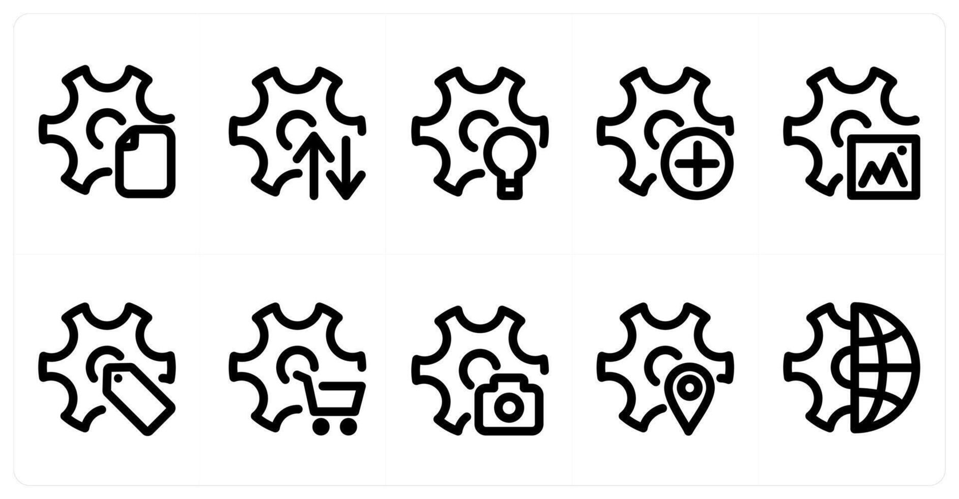 Set of 10 settings icons as file setting, sync setting, idea setting 57105029 Vector Art at Vecteezy