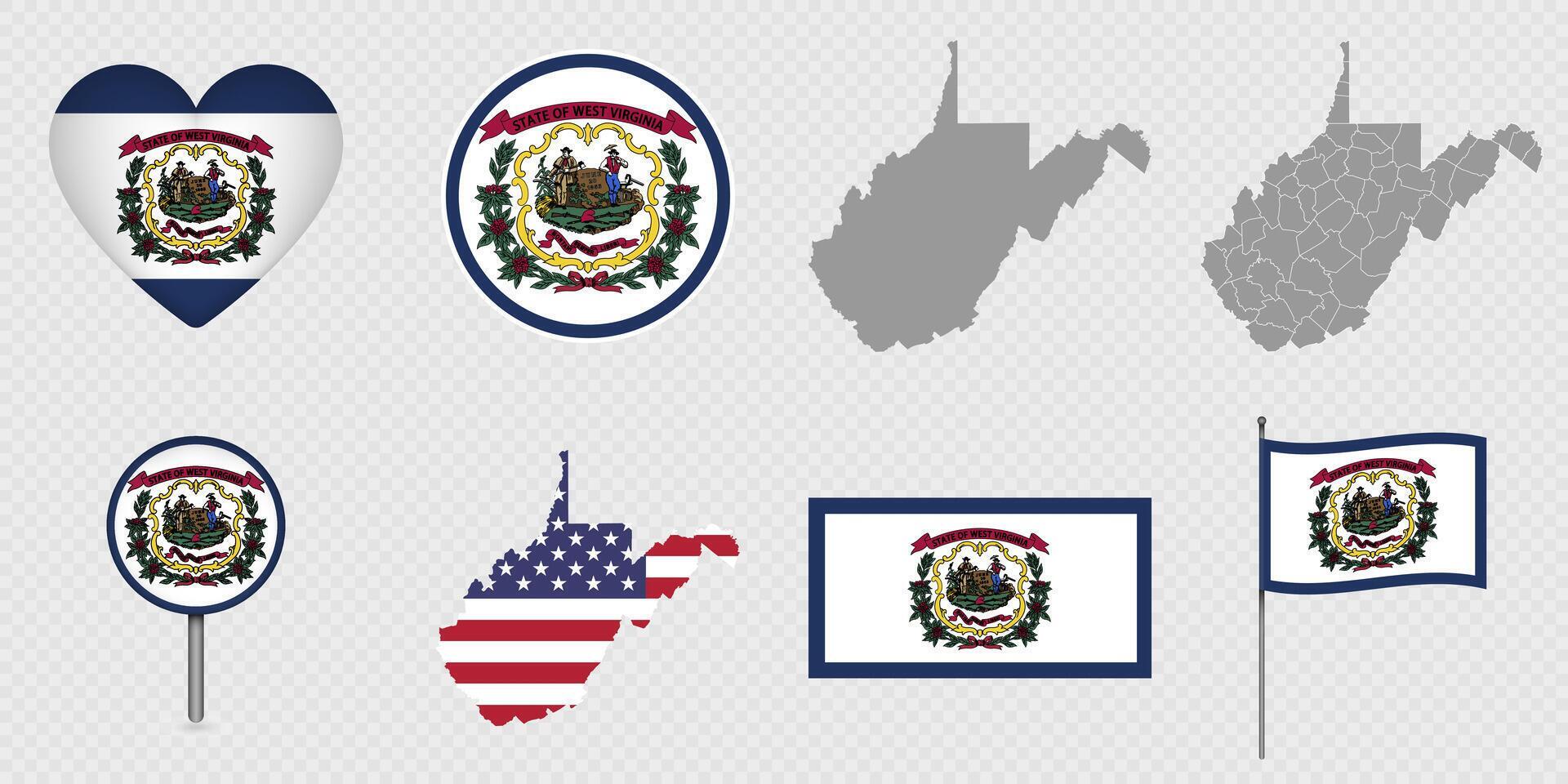West Virginia State Flags and Maps Icon Pack. 57105758 Vector Art at ...