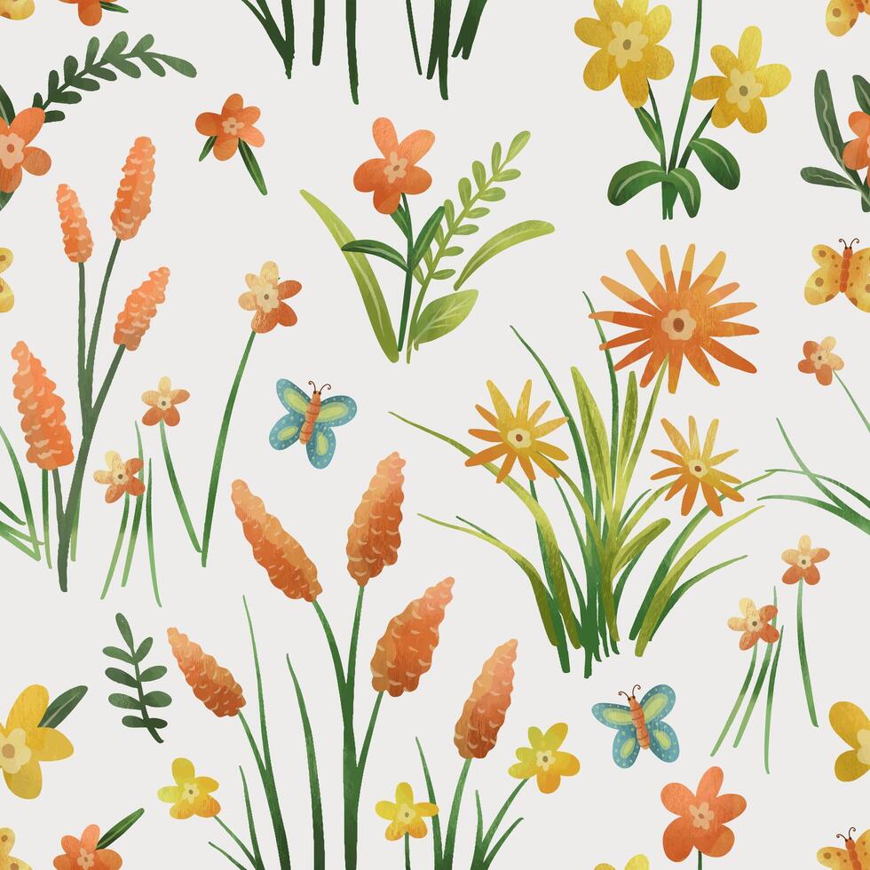 spring flowers seamless pattern. 57116720 Vector Art at Vecteezy