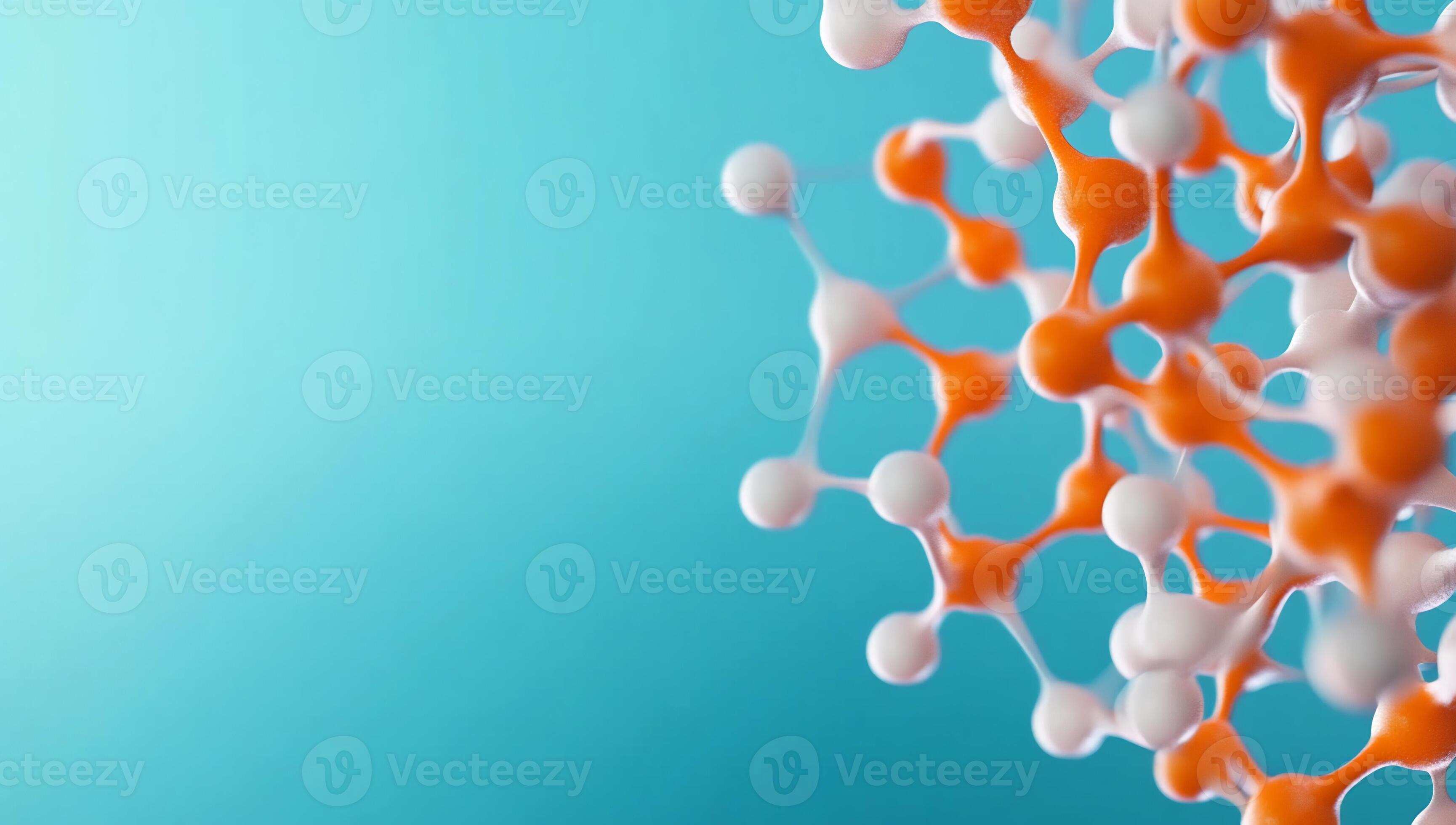 Abstract Molecular Structure With Orange And White Nodes On A Blue