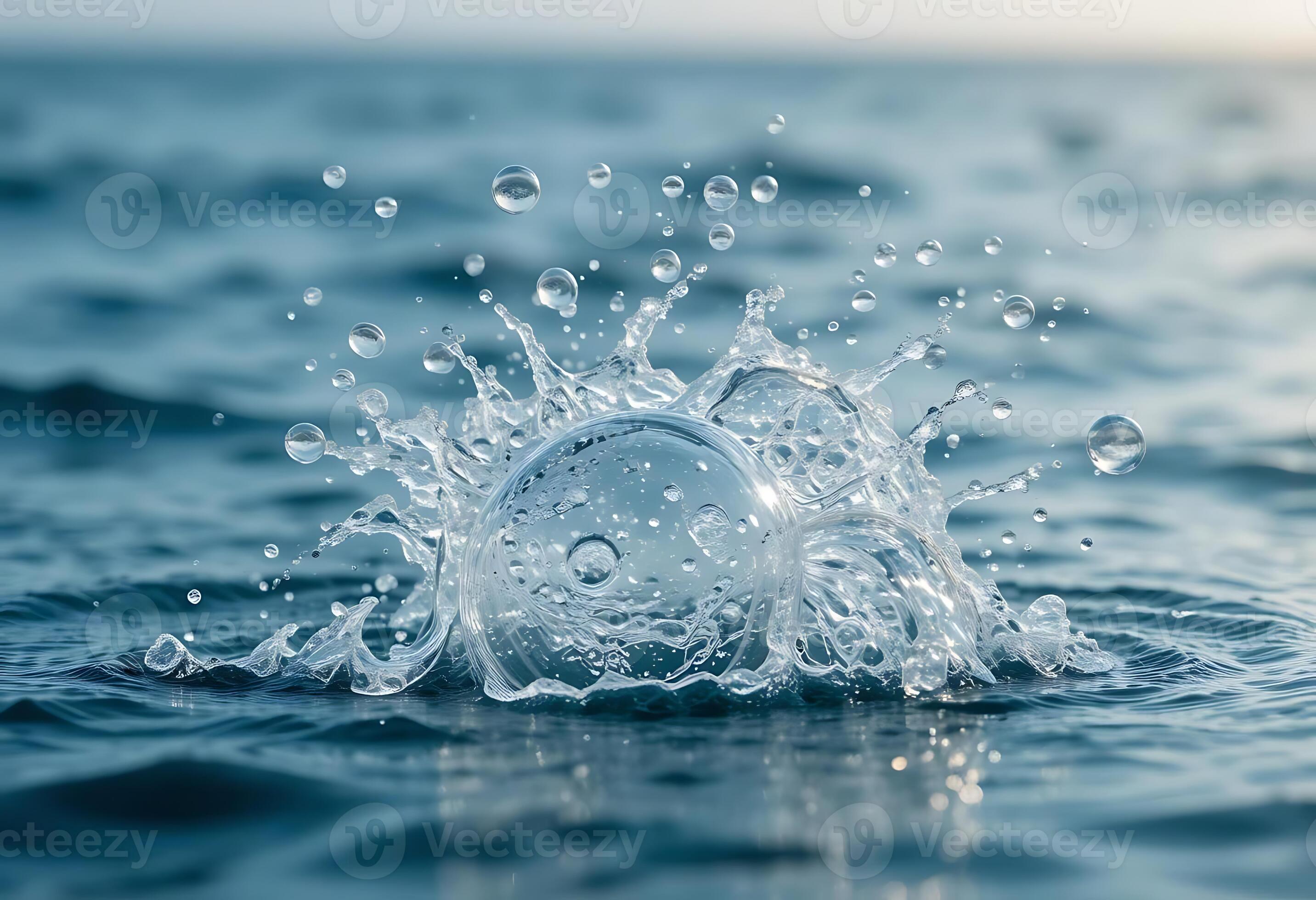 Ocean's Breath Sparkling Air Bubbles Rising in Turquoise Sea Water blue clean fresh clear nature ...