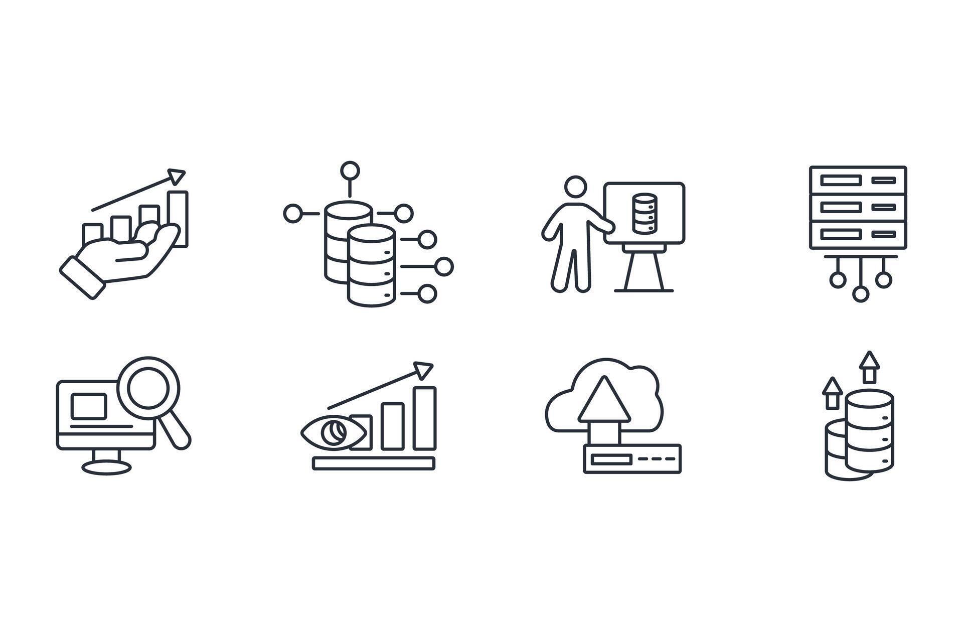 Data analytics icon set.Editable stroke.line. 57127826 Vector Art at Vecteezy