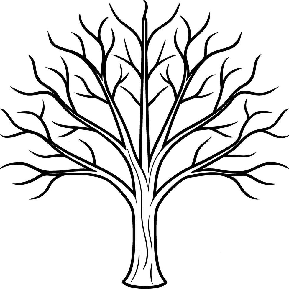 Intricate Bare Tree Line Art - Minimalist Leafless Tree Illustration 57128068 Vector Art at Vecteezy