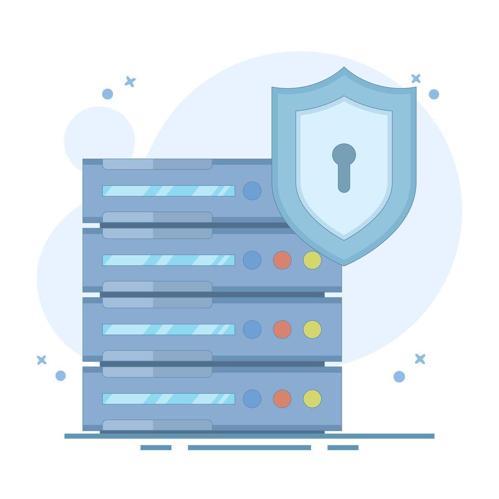Server Data Security Concept Data Server With Shield Secure Data