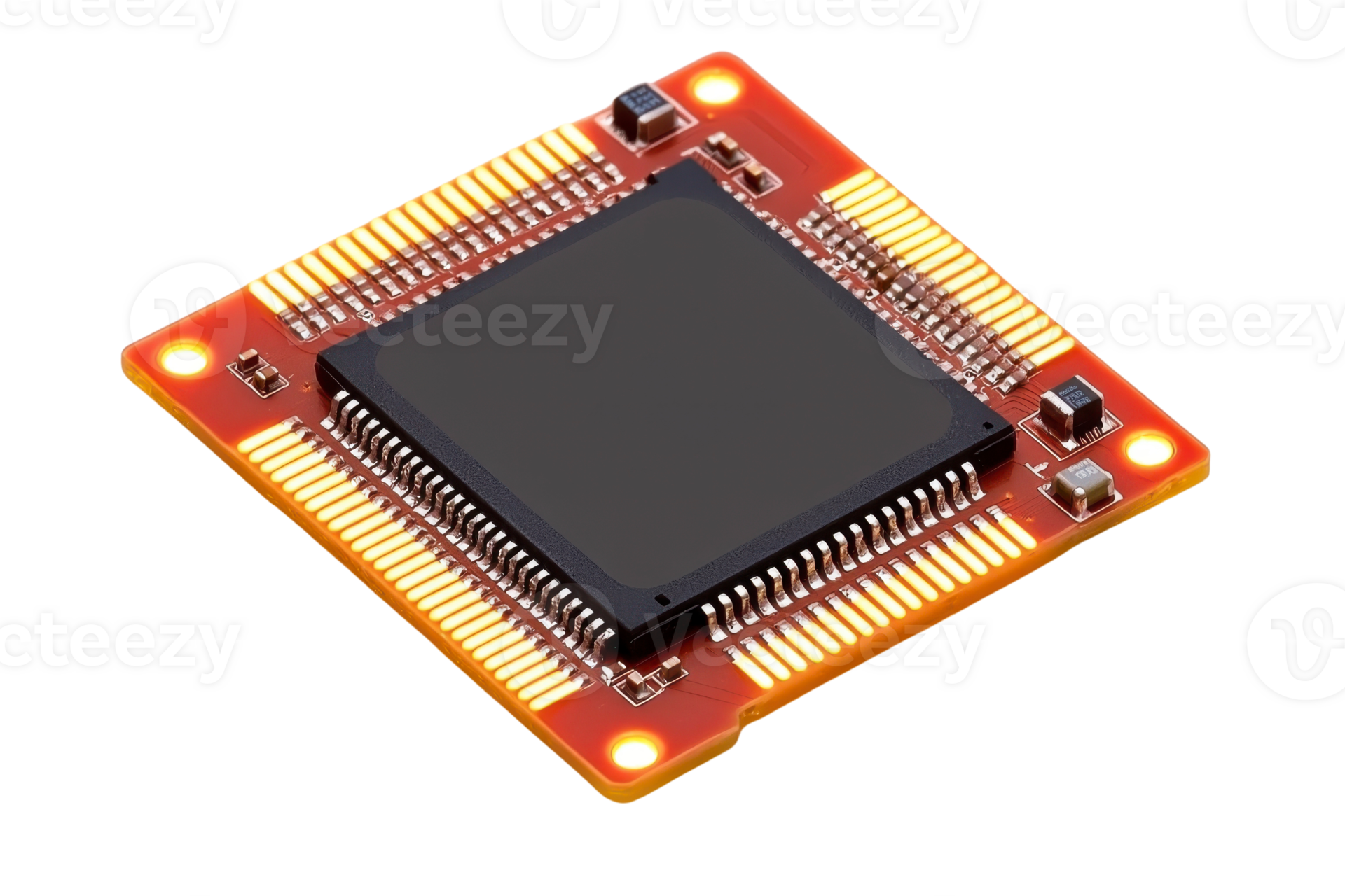 Close Up View Of Microprocessor On Circuit Board Showcasing Its