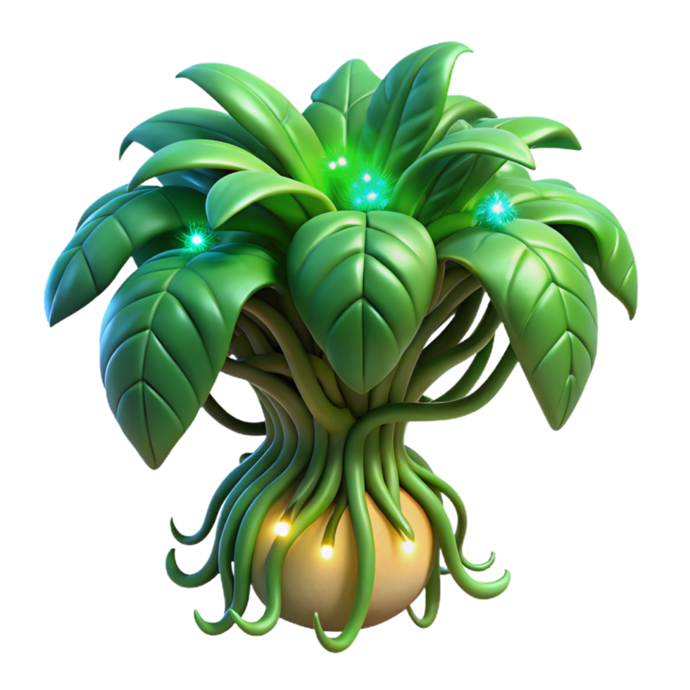 dramatic minimalist Glowing Plant 3D Render genuine 57143861 PNG