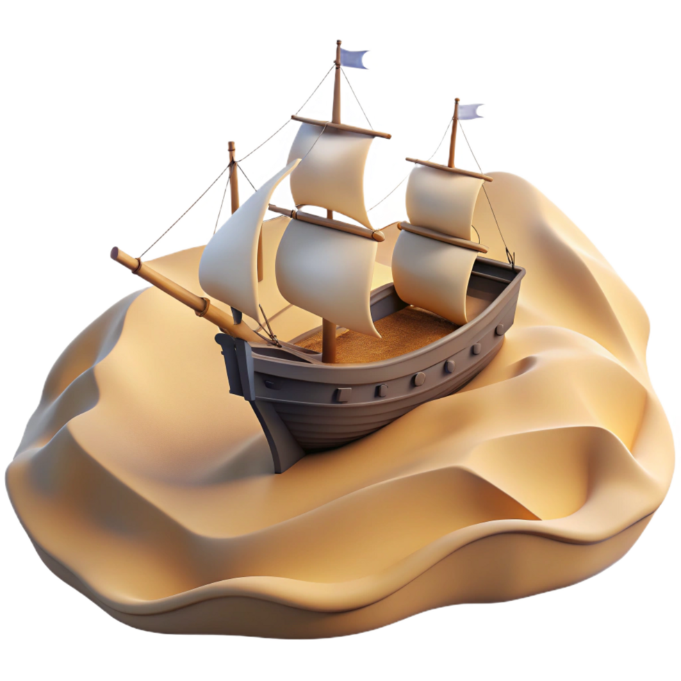 beautiful traditional 3D Render Ship in Desert Dunes Illustration high resolution 57147209 PNG