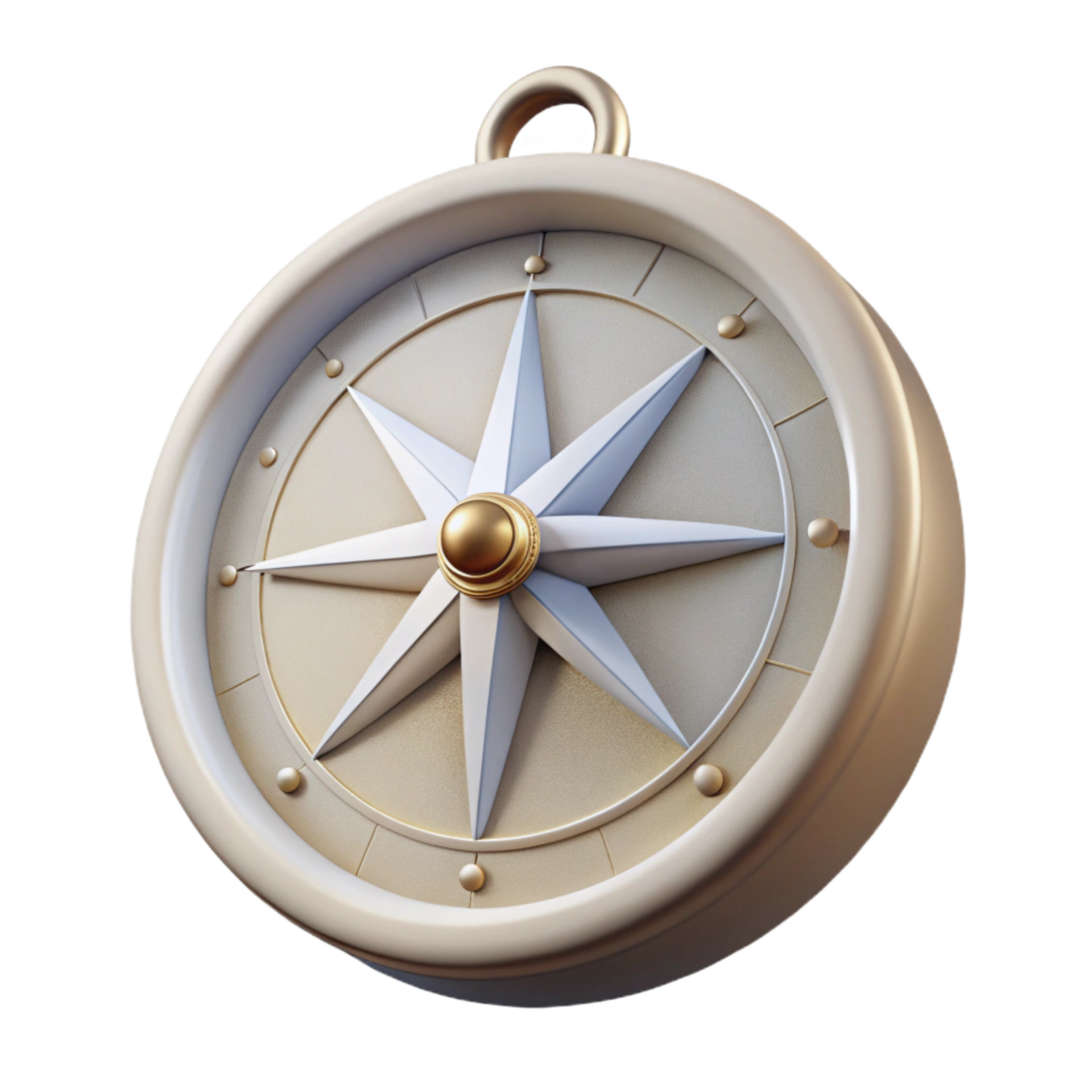 Serene Abstract White Compass Navigation Direction Finding Cutout