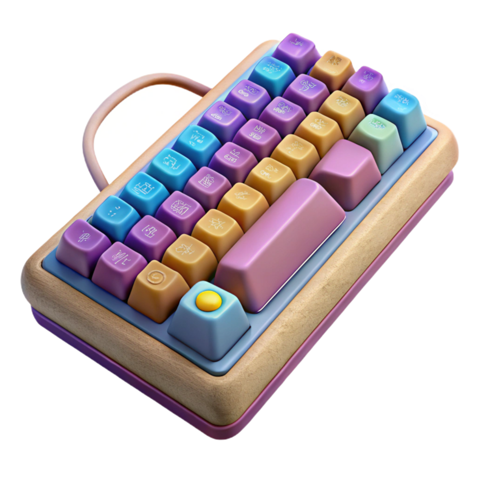 Serene Rustic Keyboard With Dedicated Macro Keys Colorful Isolated