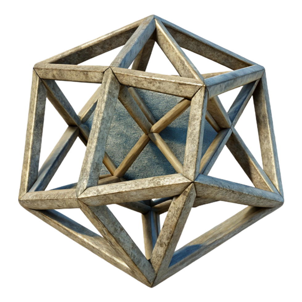 Impressive Artistic Polygonal Wireframe Cube Cutout With Geometric