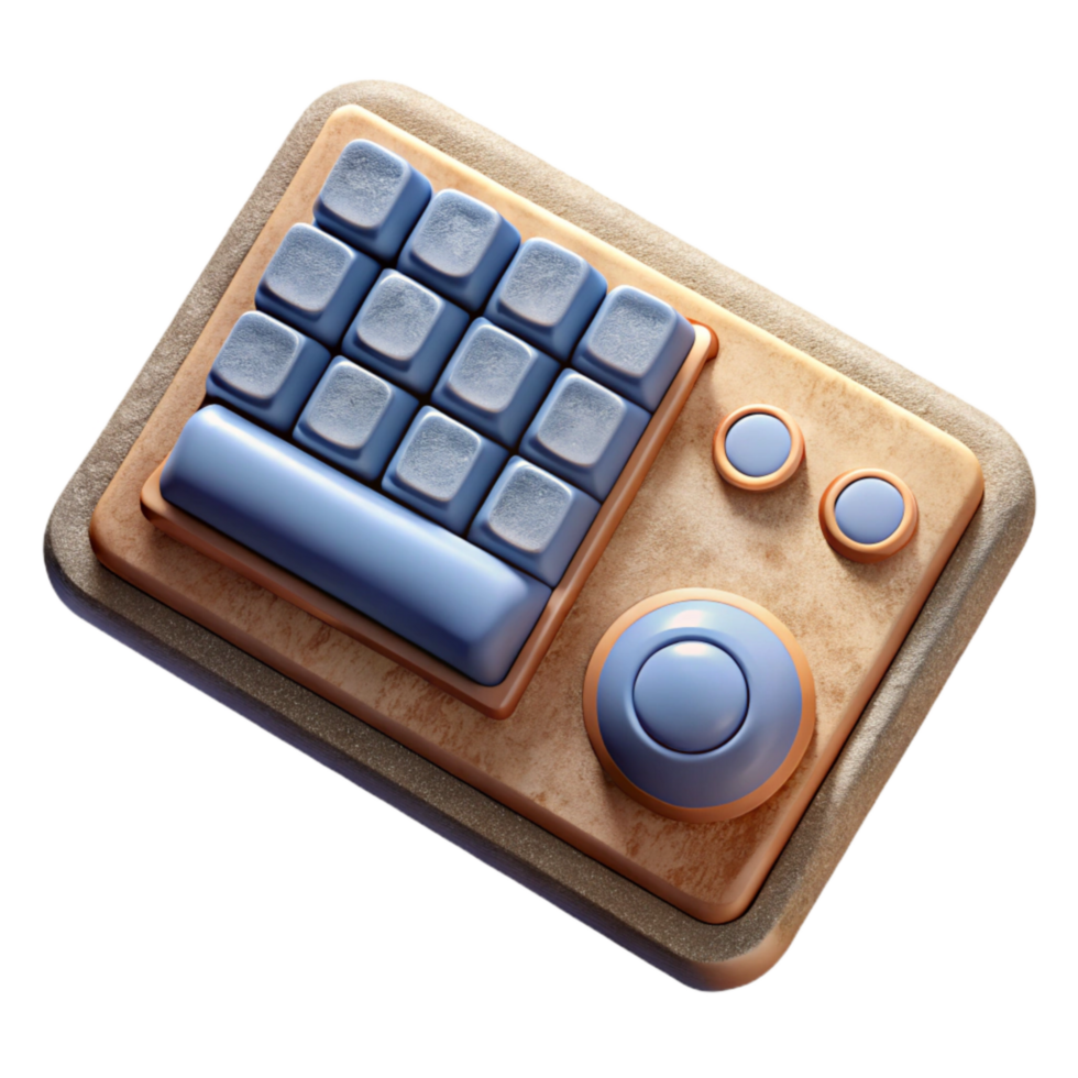 Magnificent Rustic Wireless Keyboard Top View With Numeric Pad Isolated