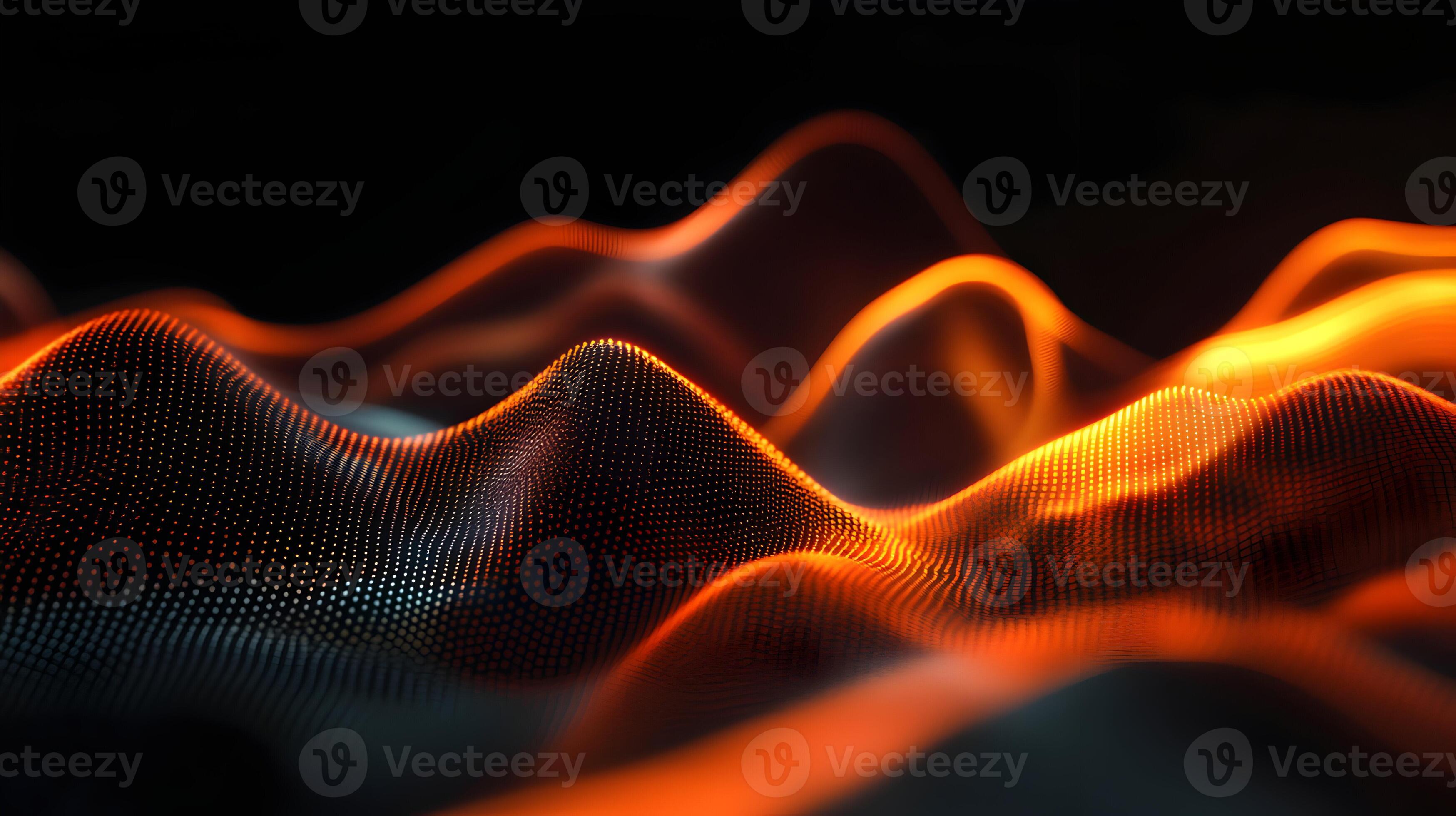Sophisticated abstract network design with orange glow effect and geometric wave pattern ...