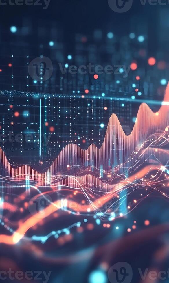 Abstract Representation Of Financial Data Visualization With Glowing Lines And Dots 57160305