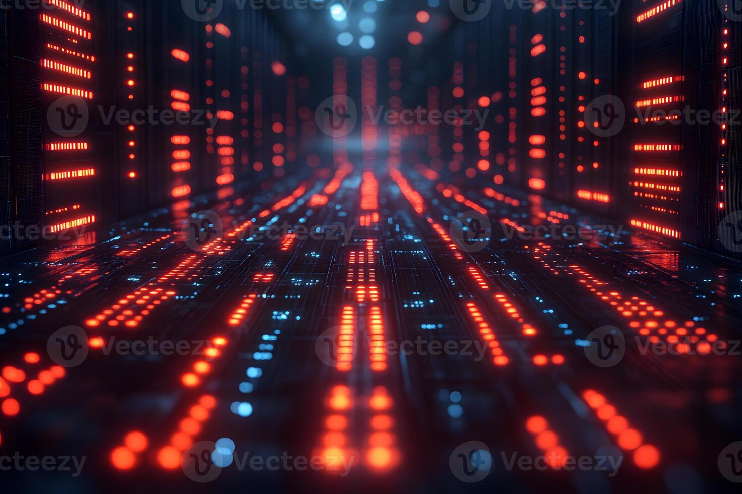 Futuristic Data Center with Red Binary Code Display for Technology Design 57162088 Stock Photo ...