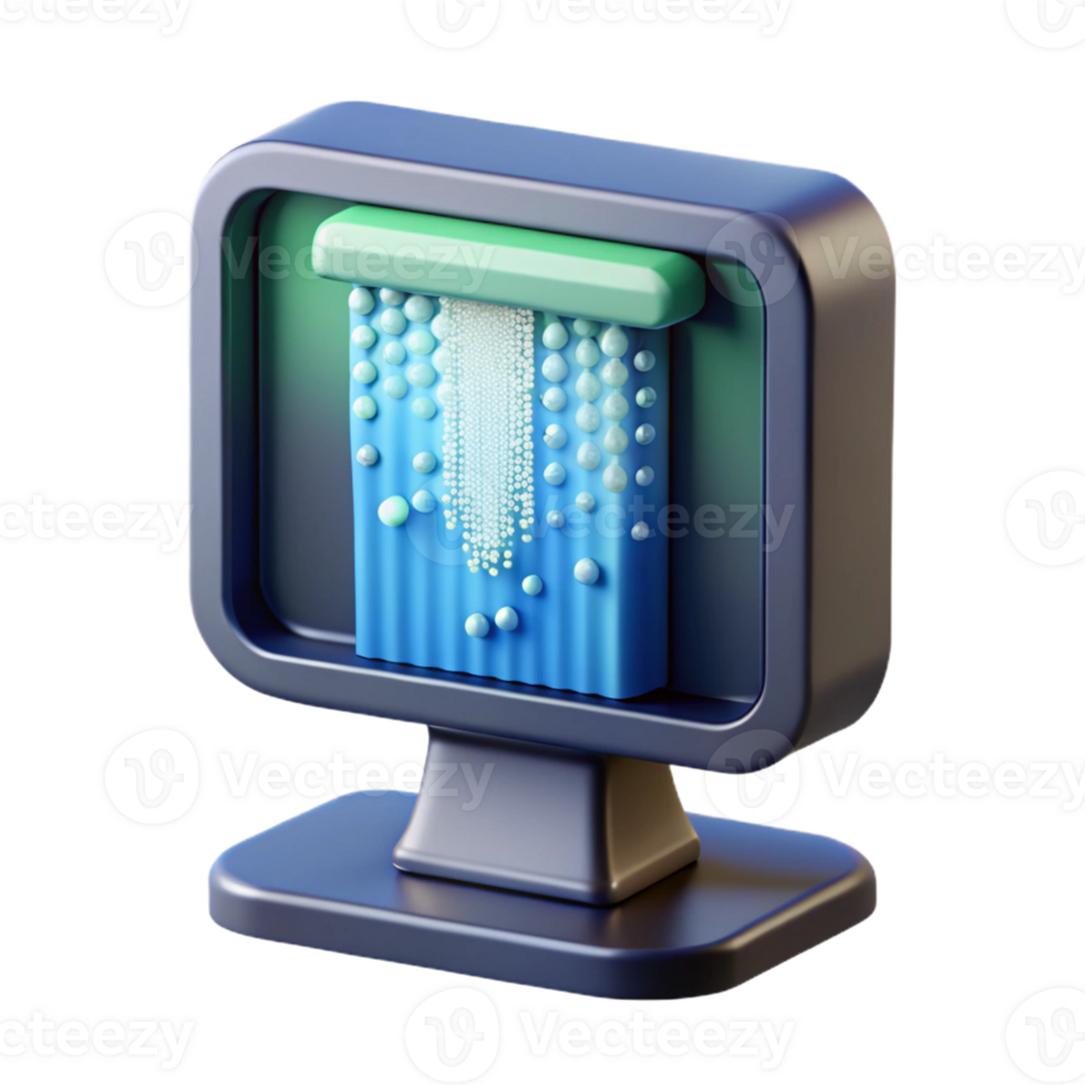 wonderful traditional A vintage computer monitor displaying a cascading waterfall of binary code ...