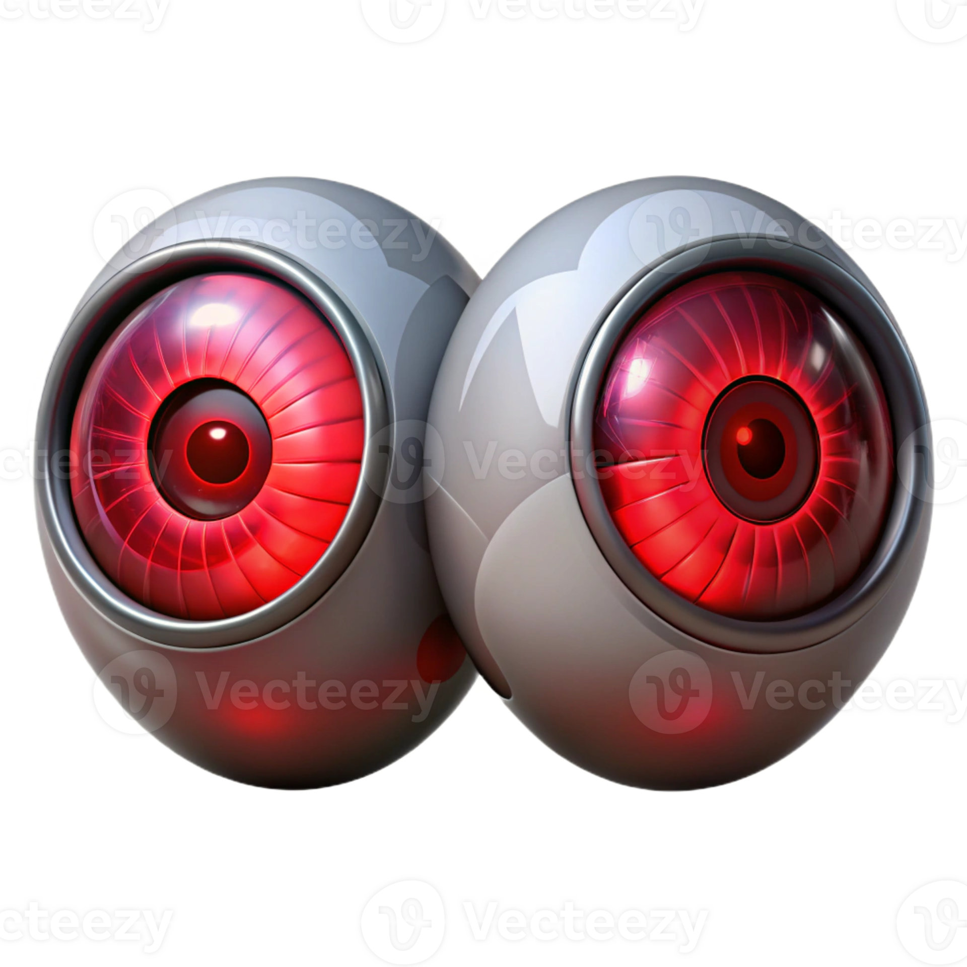 vibrant modern A pair of cyborg eyes staring intensely, glowing red irises, cyberpunk aesthetic ...