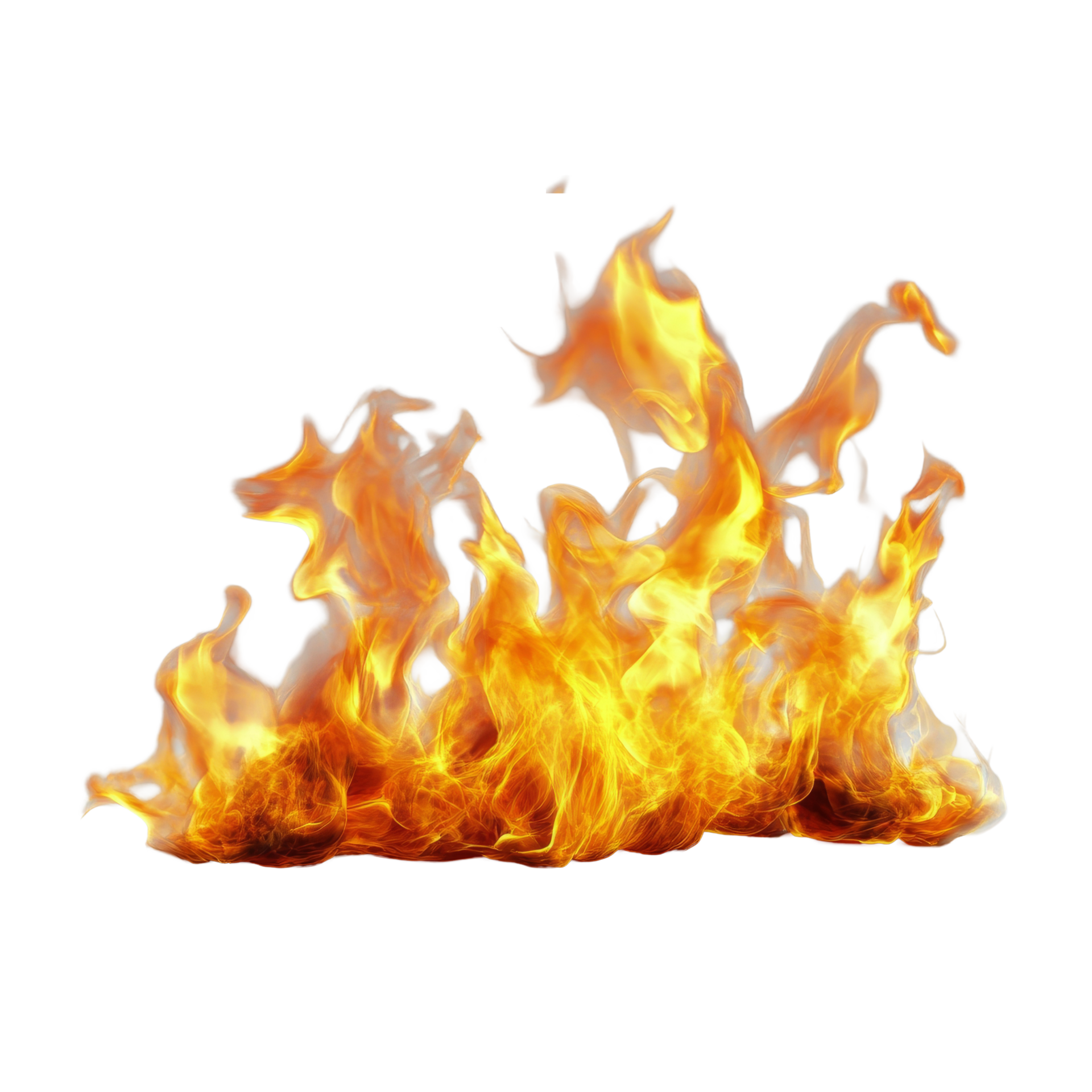Realistic fire flames on a transparent background creating an intense ...