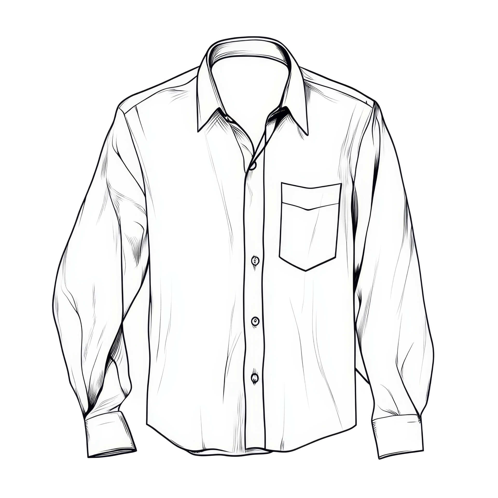 A oneline drawing of a classic buttonup shirt featuring a simple pocket design for fashion ...