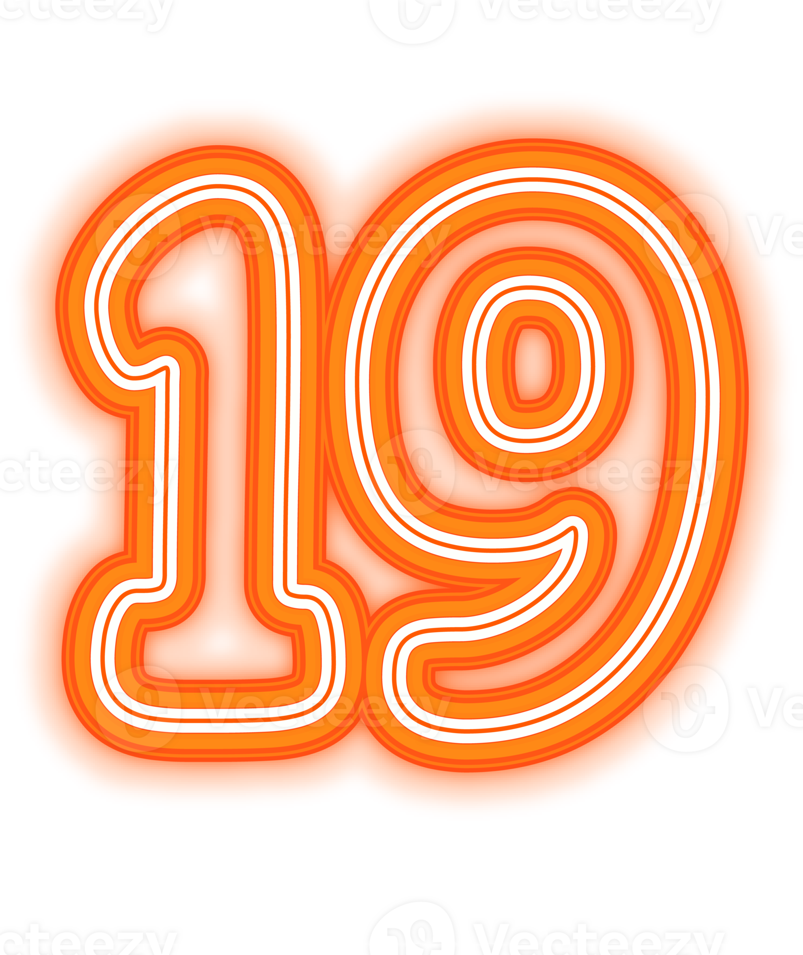 Neon Orange Number 19 57181335 PNG