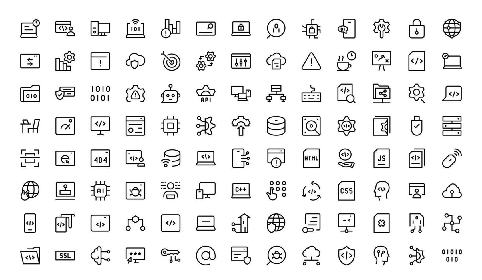 Customizable Coding And Programming Icons Set Graphics For Development 8056