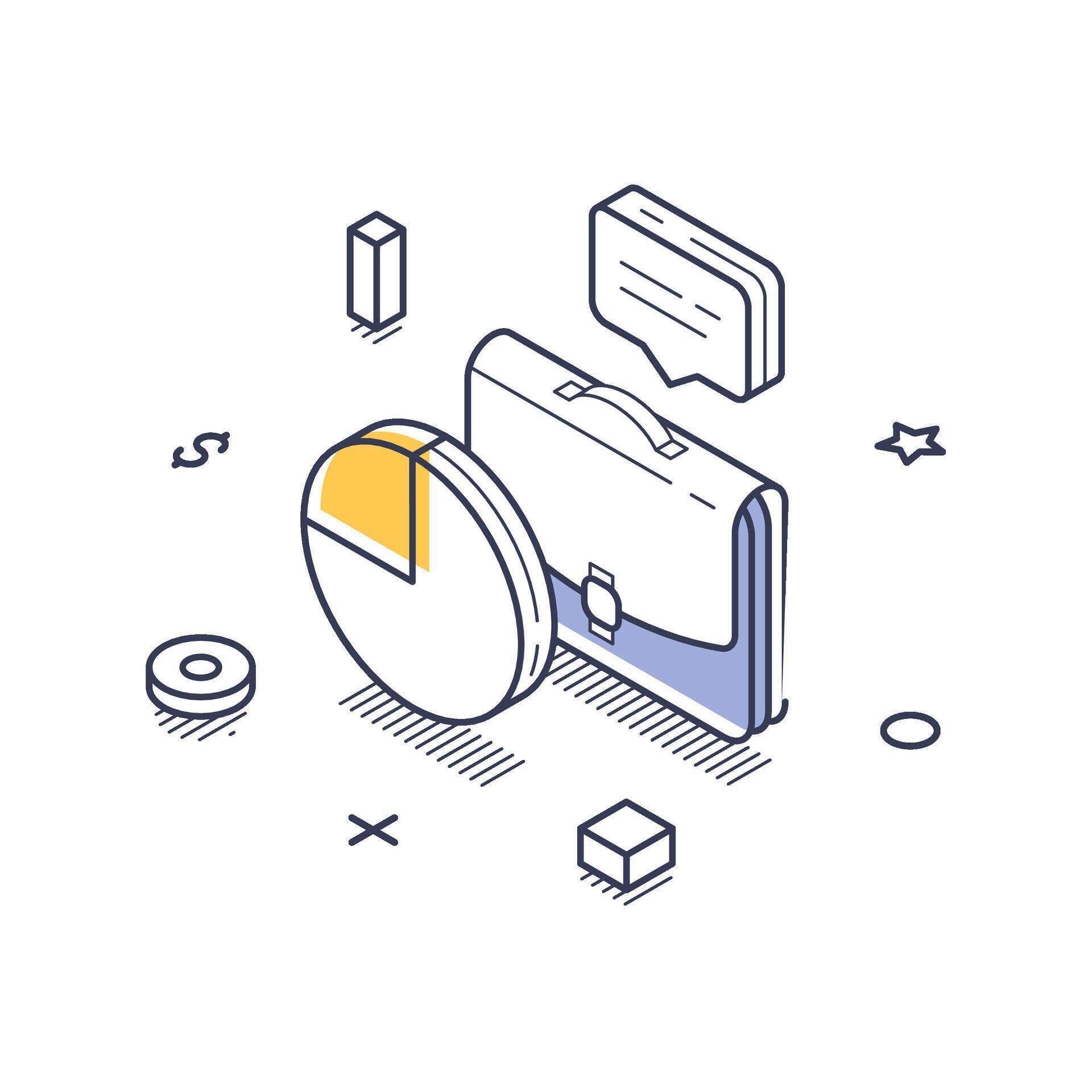 Isometric line art icon representing a financial report and business ...