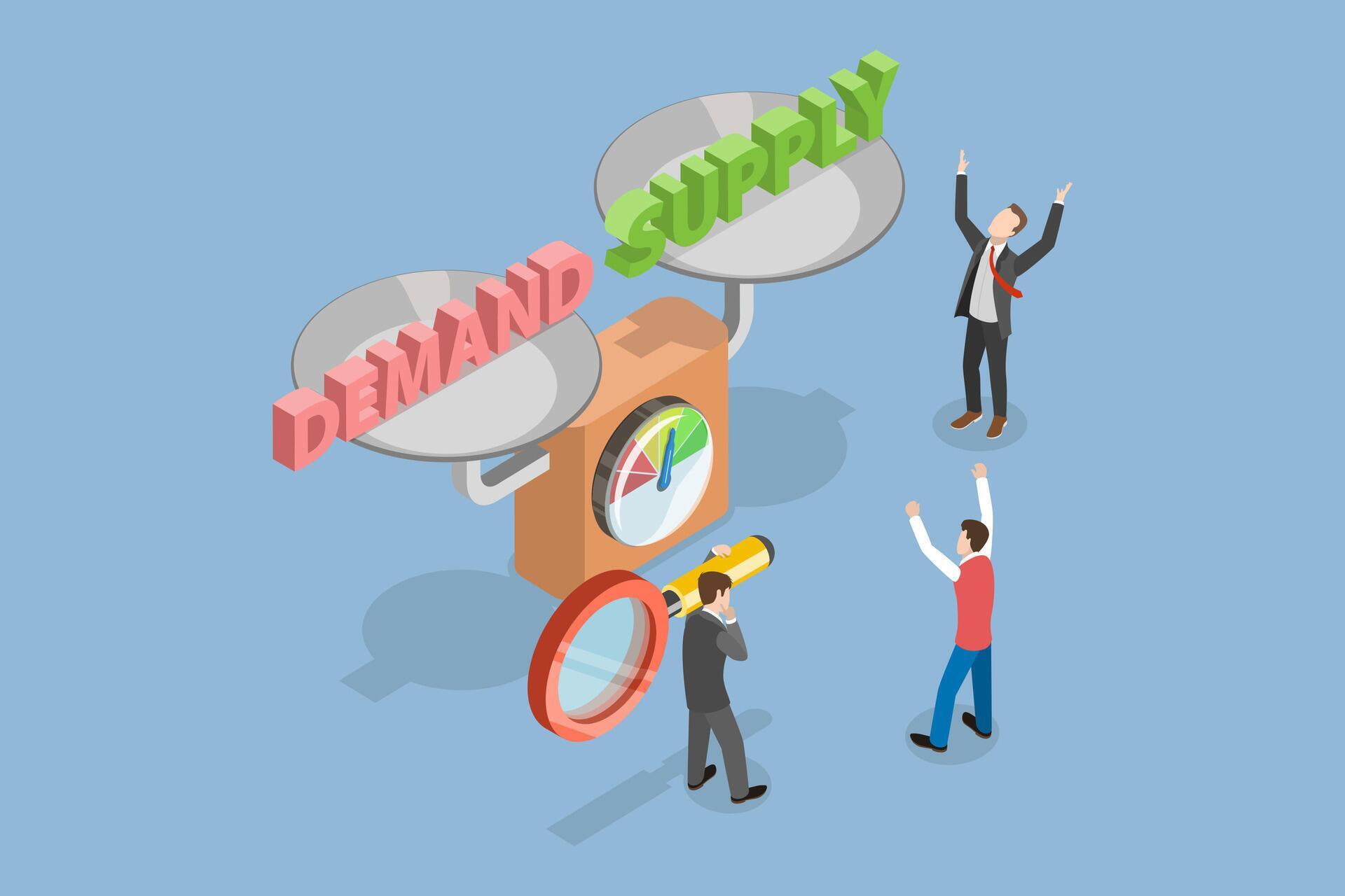 3D Isometric Flat Conceptual Illustration of Demand Vs Supply, Economic ... 3D Isometric Flat Conceptual Illustration of Demand Vs Supply, Economic ...