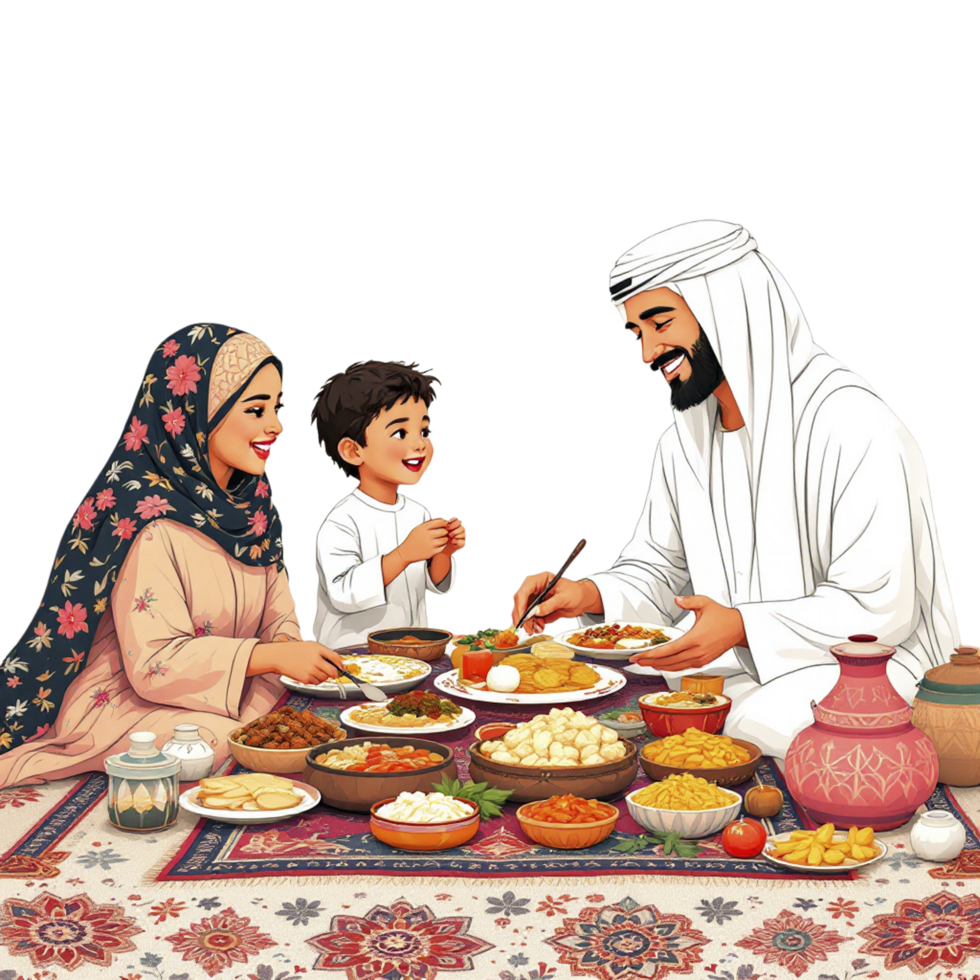 An illustration of an arab family eating dinner 57229677 PNG
