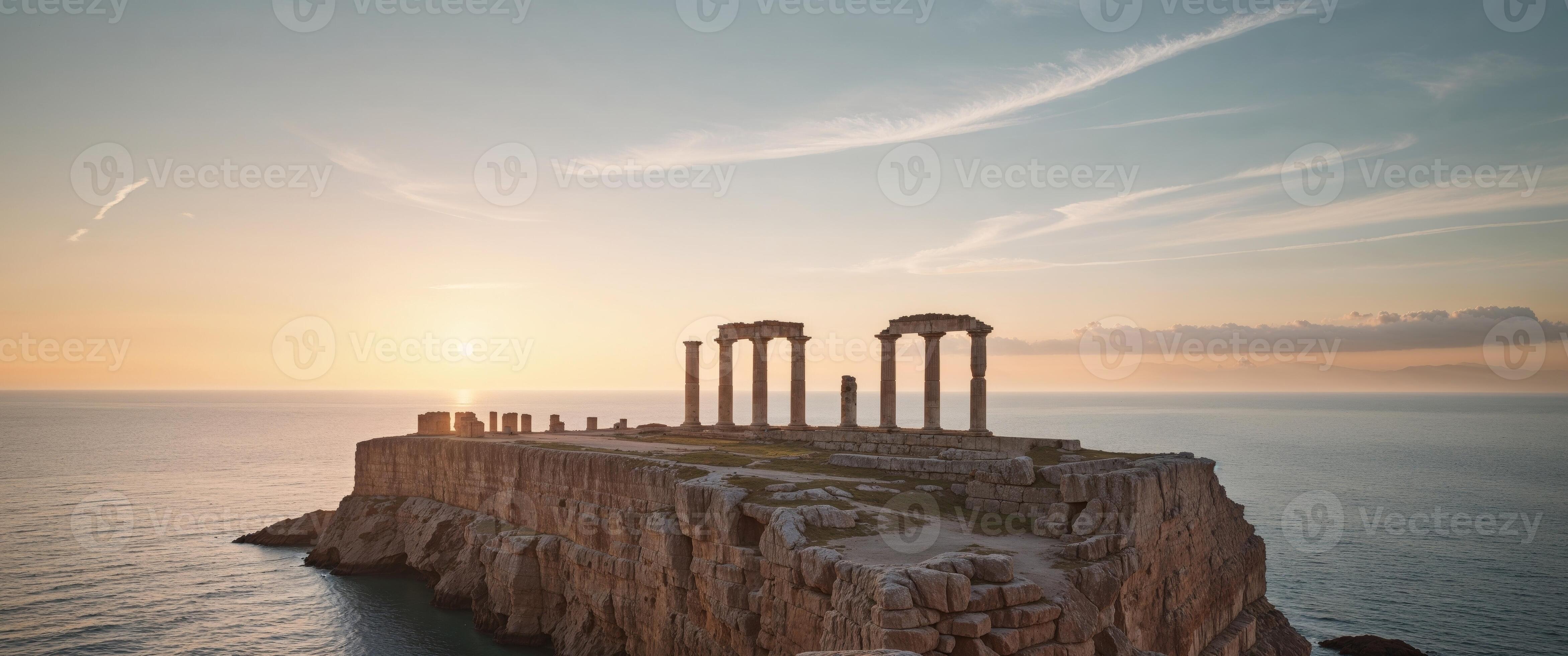 The ruins of the temple of acropolis at sunset 57230526 Stock Photo at Vecteezy