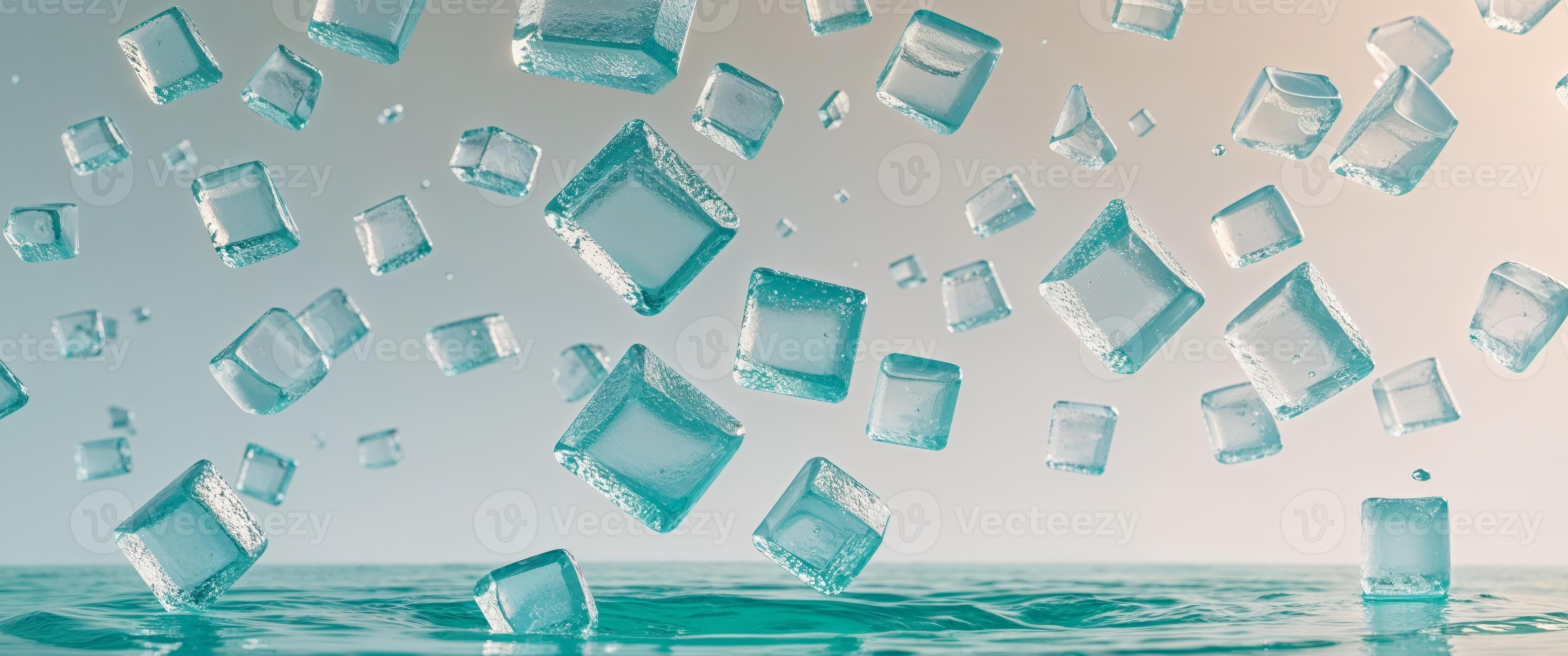 A group of ice cubes floating in water 57230556 Stock Photo at Vecteezy