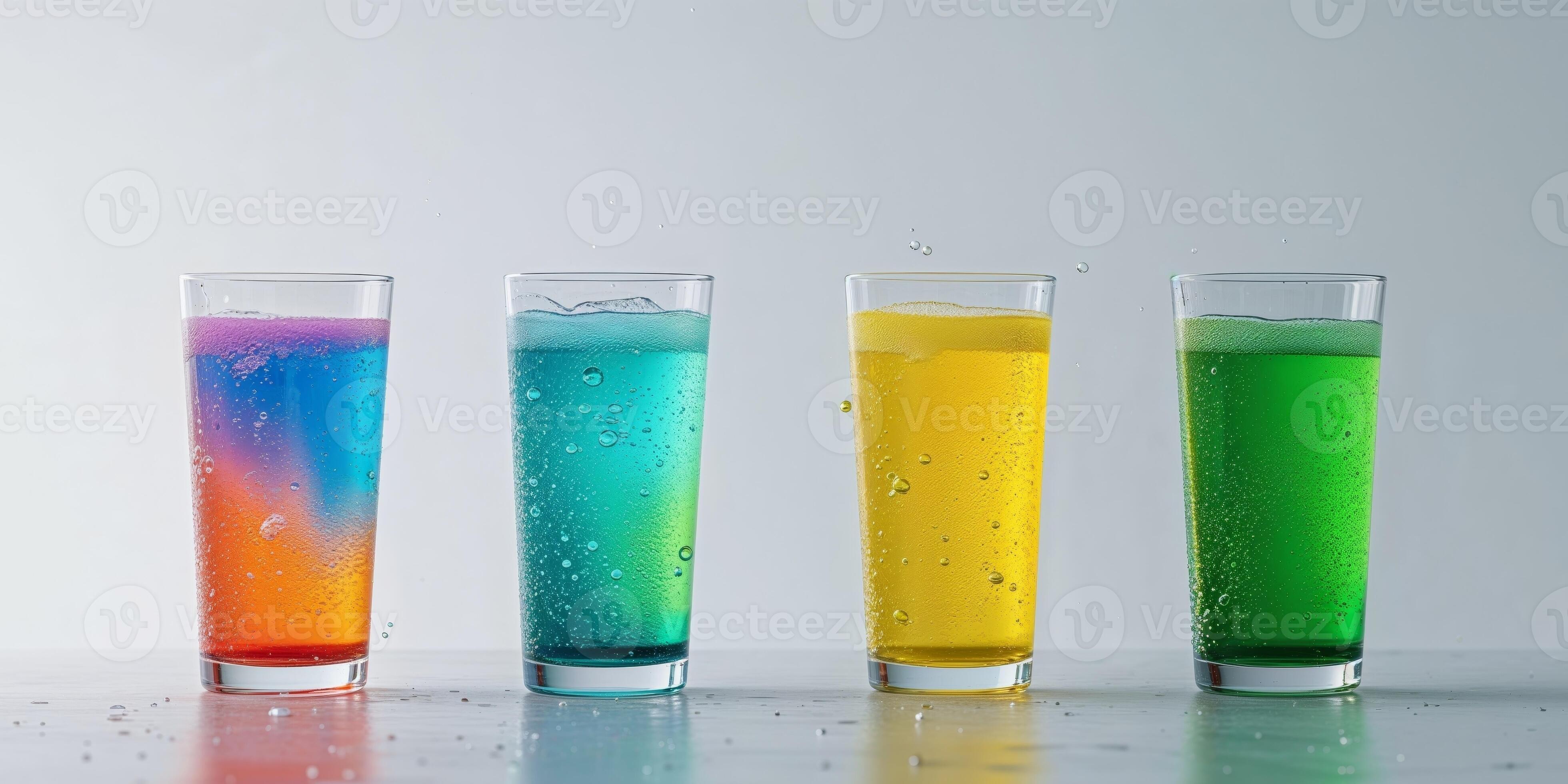 Four Colorful Carbonated Drinks in Glasses 57231446 Stock Photo at Vecteezy