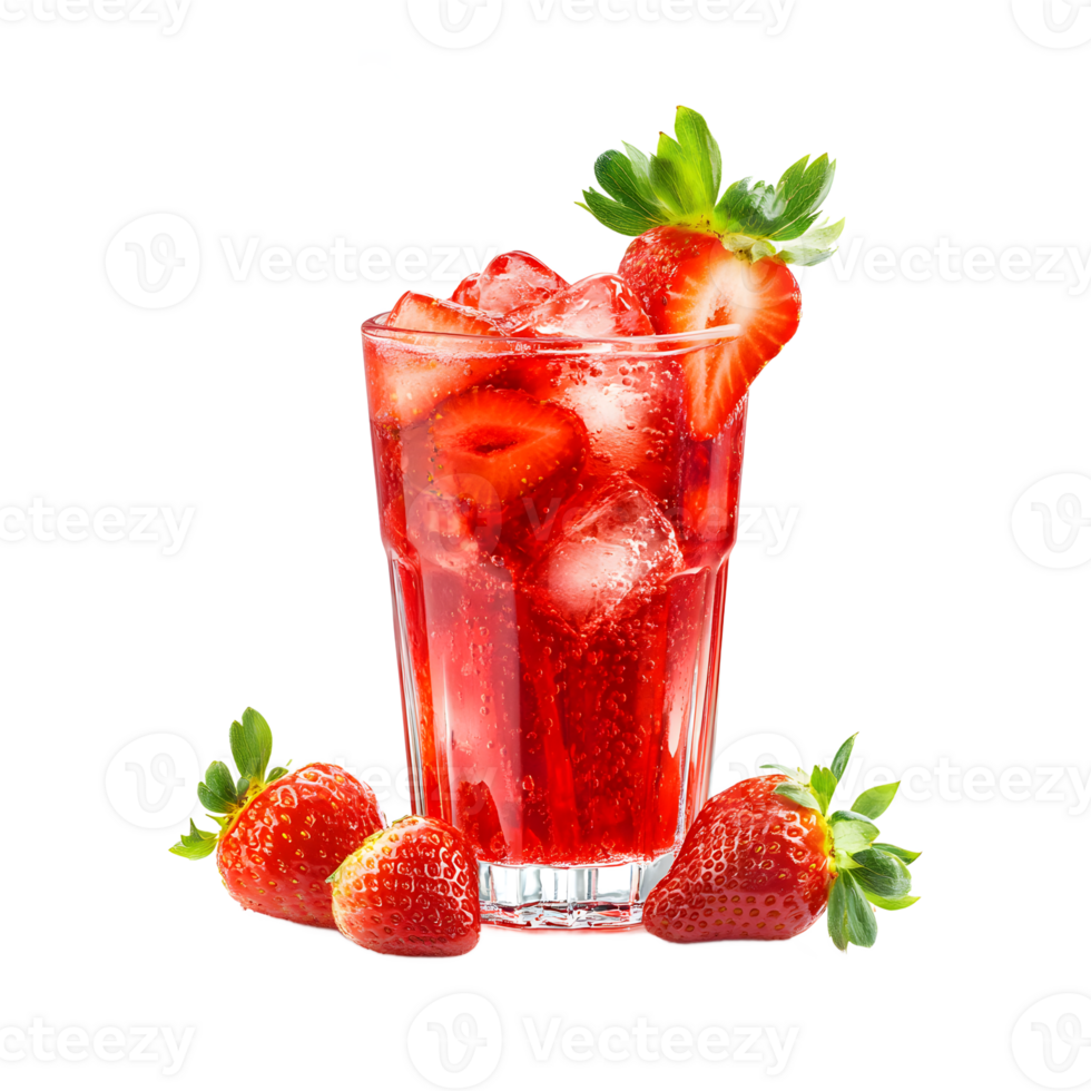 Refreshing Strawberry Drink with Ice and Fresh Berries 57236801 PNG