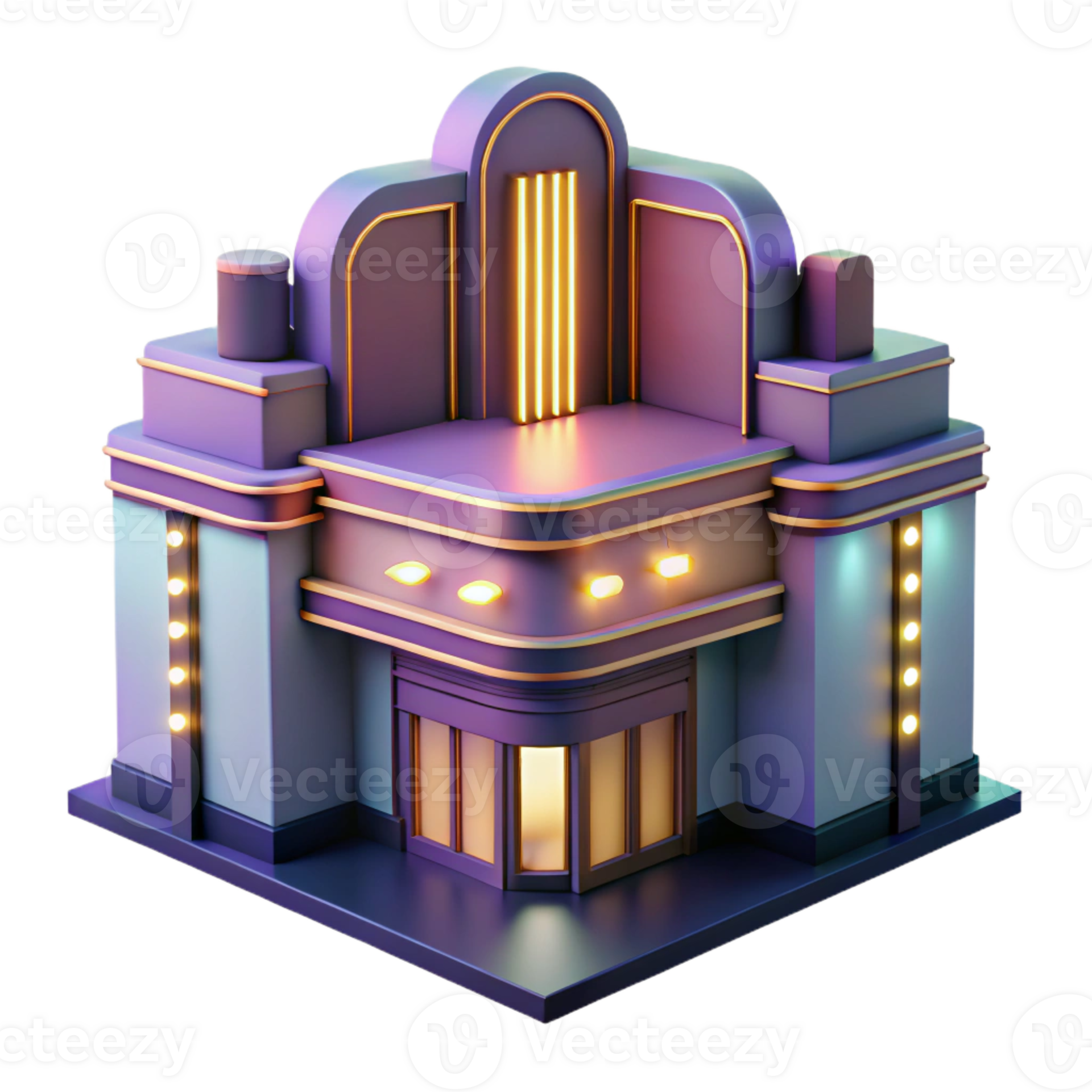 stunning classic An art deco cinema, geometric facade, neon marquee, vintage glamour, nighttime ...