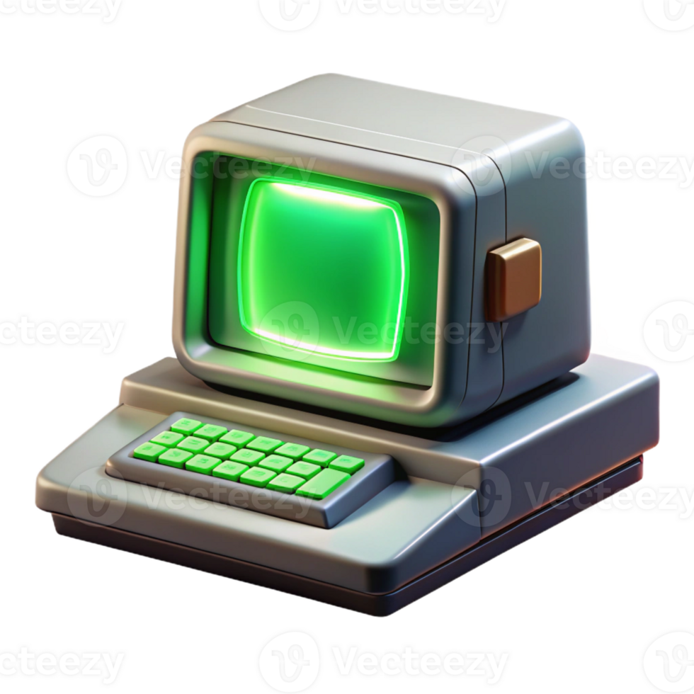 Vibrant Rustic A Vintage Computer Terminal Displaying Complex Algorithms Bathed In The Green