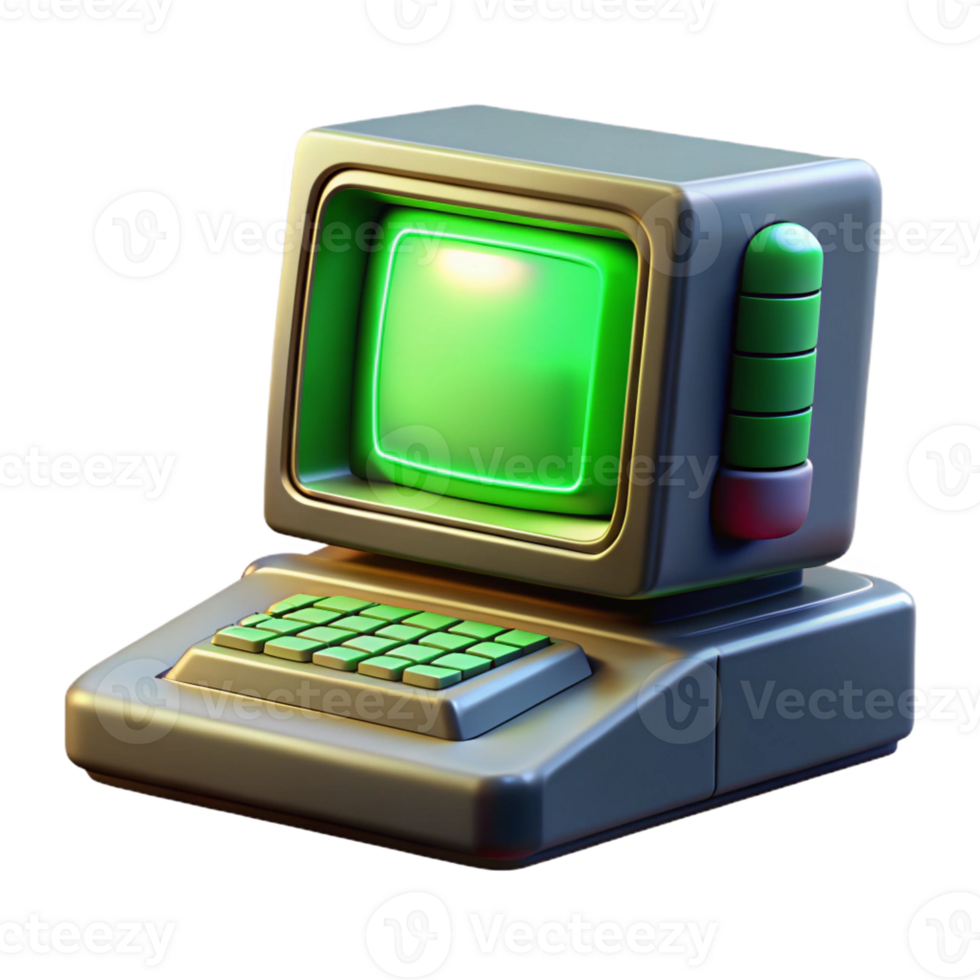 Serene Vintage A Vintage Computer Terminal Displaying Complex Algorithms Bathed In The Green