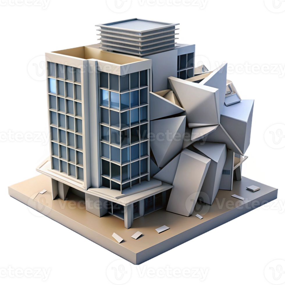 Vibrant Abstract A Deconstructivist Office Building Fragmented Forms Distorted Angles